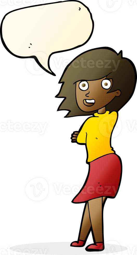 Cartoon Happy Woman With Speech Bubble 44289452 Png