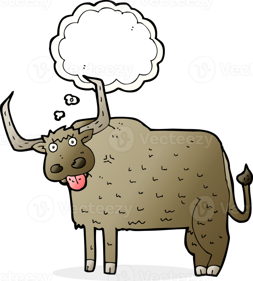 Cartoon Hairy Cow With Thought Bubble 44289680 Png