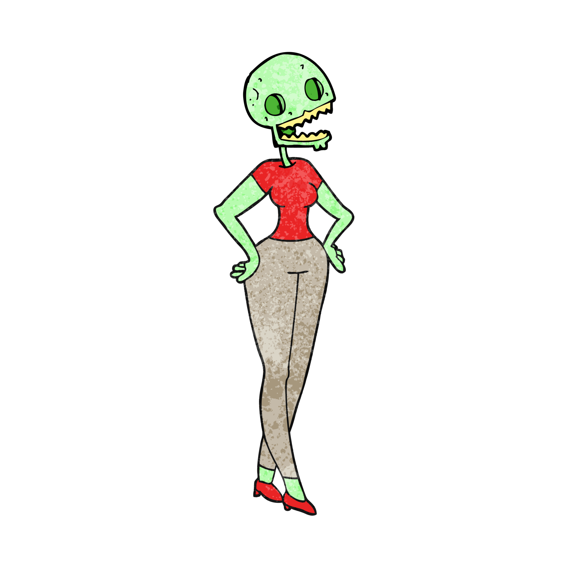 Textured Cartoon Zombie Woman 44290206 Png