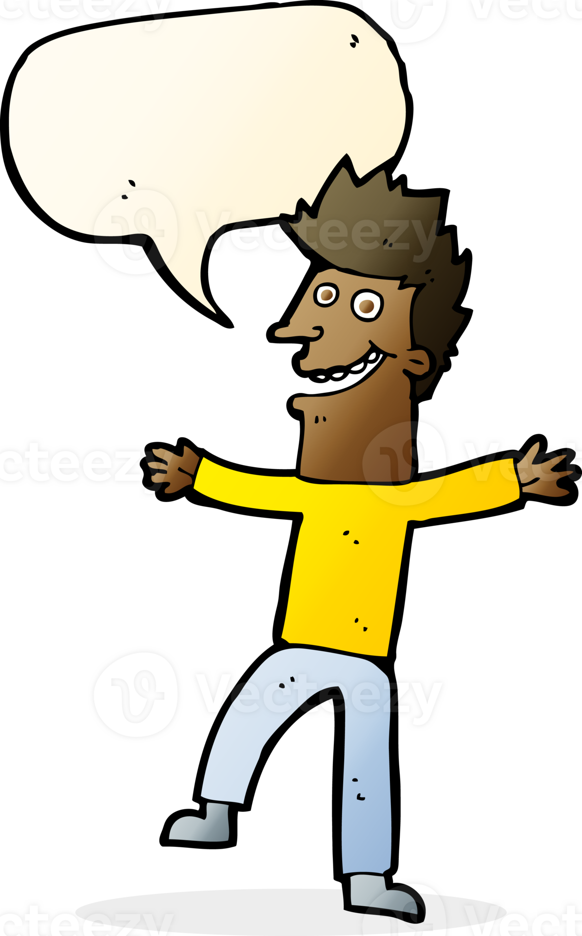 cartoon happy man with speech bubble 44290213 PNG