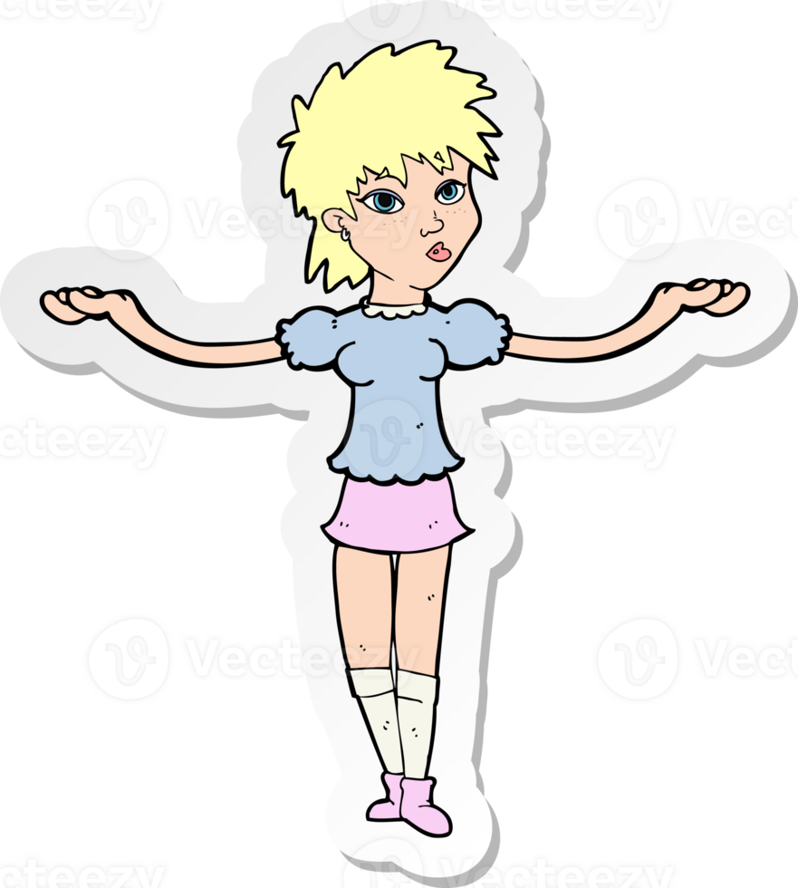 sticker of a cartoon woman shrugging shoulders 44290436 PNG
