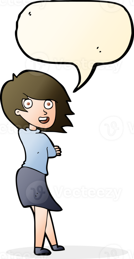 Cartoon Happy Woman With Speech Bubble 44290883 Png