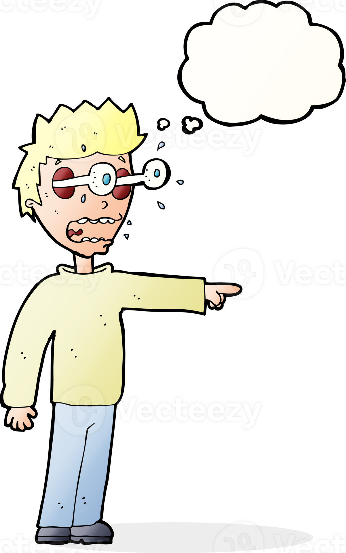 Cartoon Man With Popping Out Eyes With Thought Bubble 44290891 Png