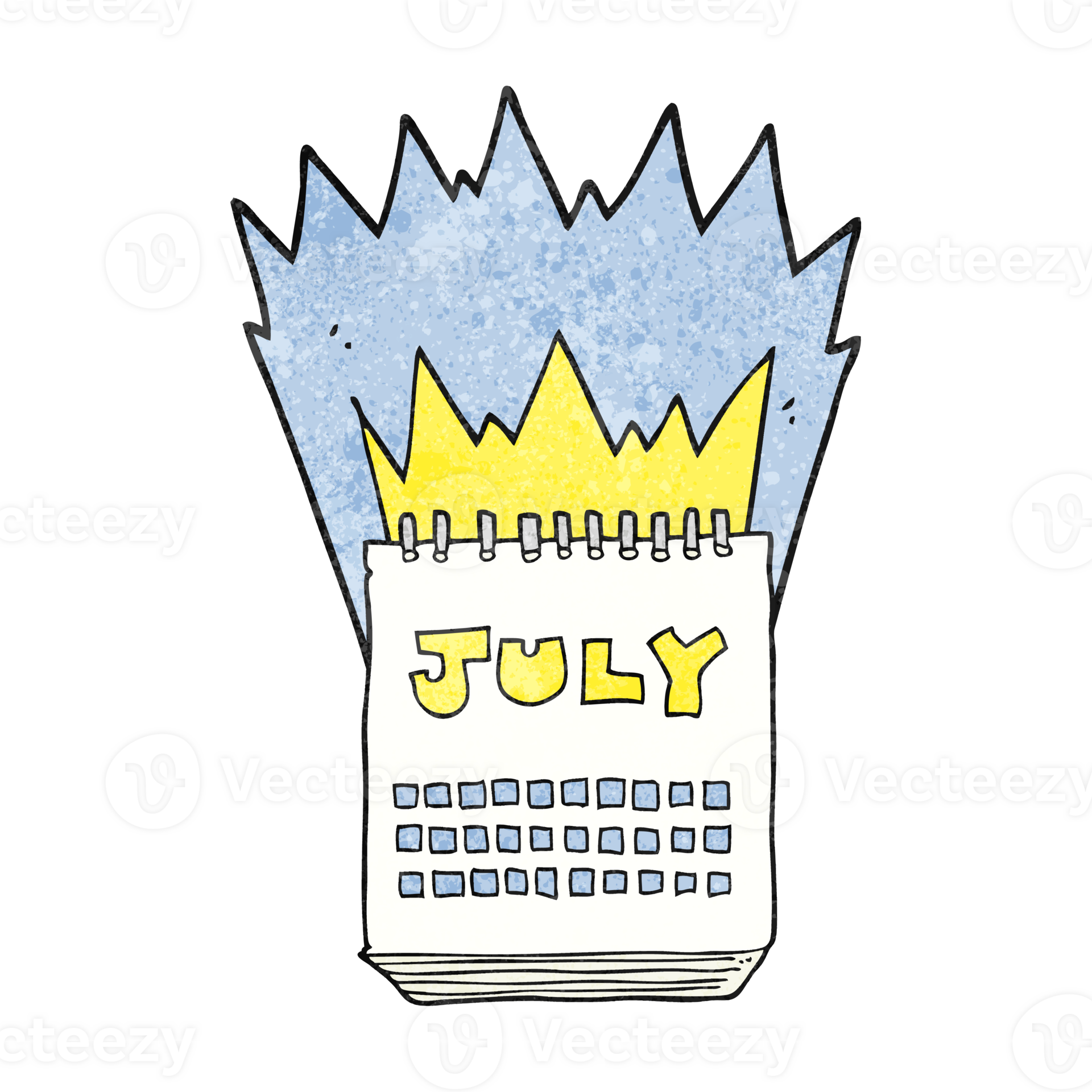 Textured Cartoon Calendar Showing Month Of July 44290920 Png
