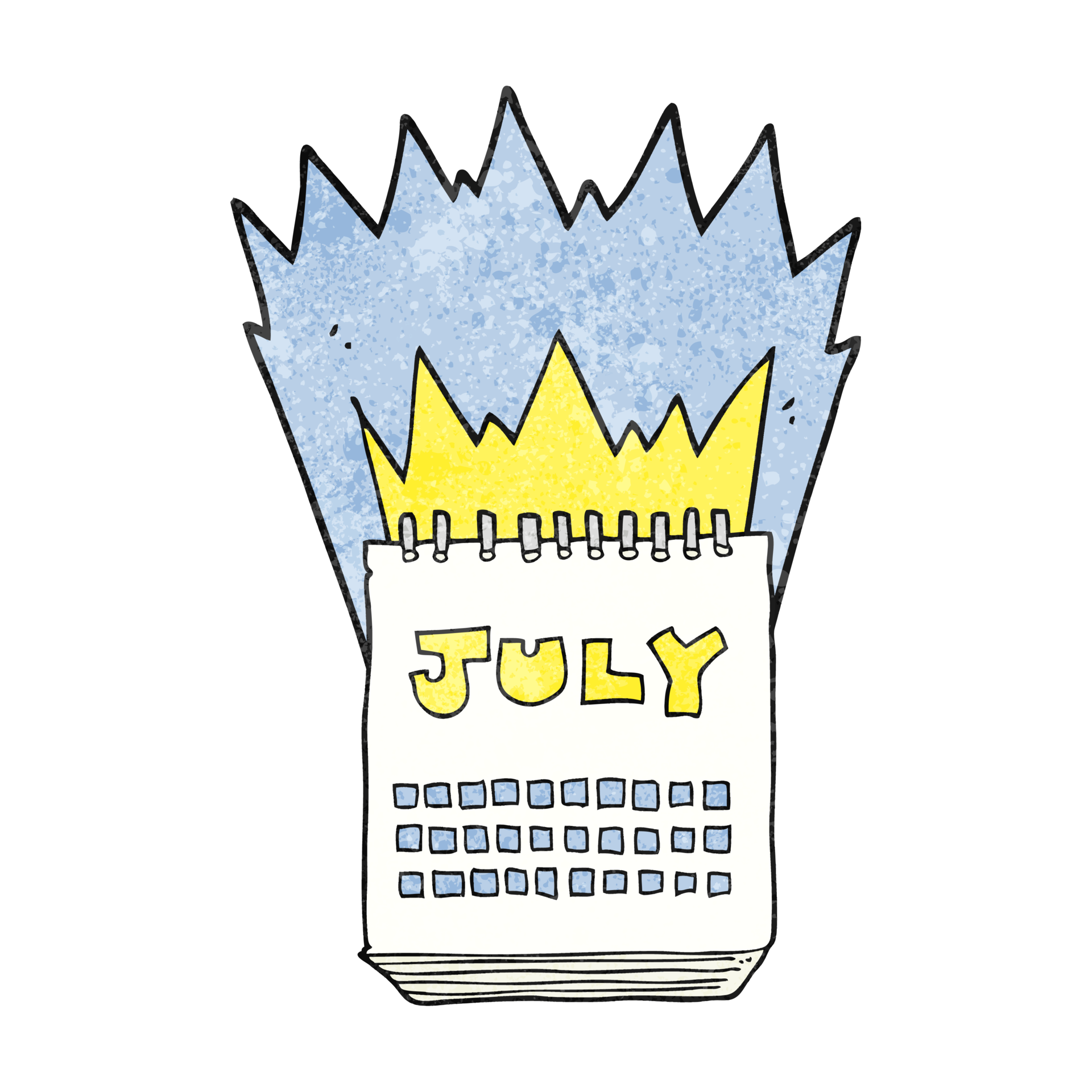 Textured Cartoon Calendar Showing Month Of July 44290920 Png