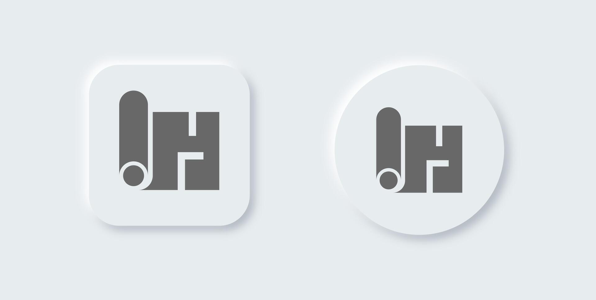 Blueprint Solid Icon In Neomorphic Design Style Draft Signs