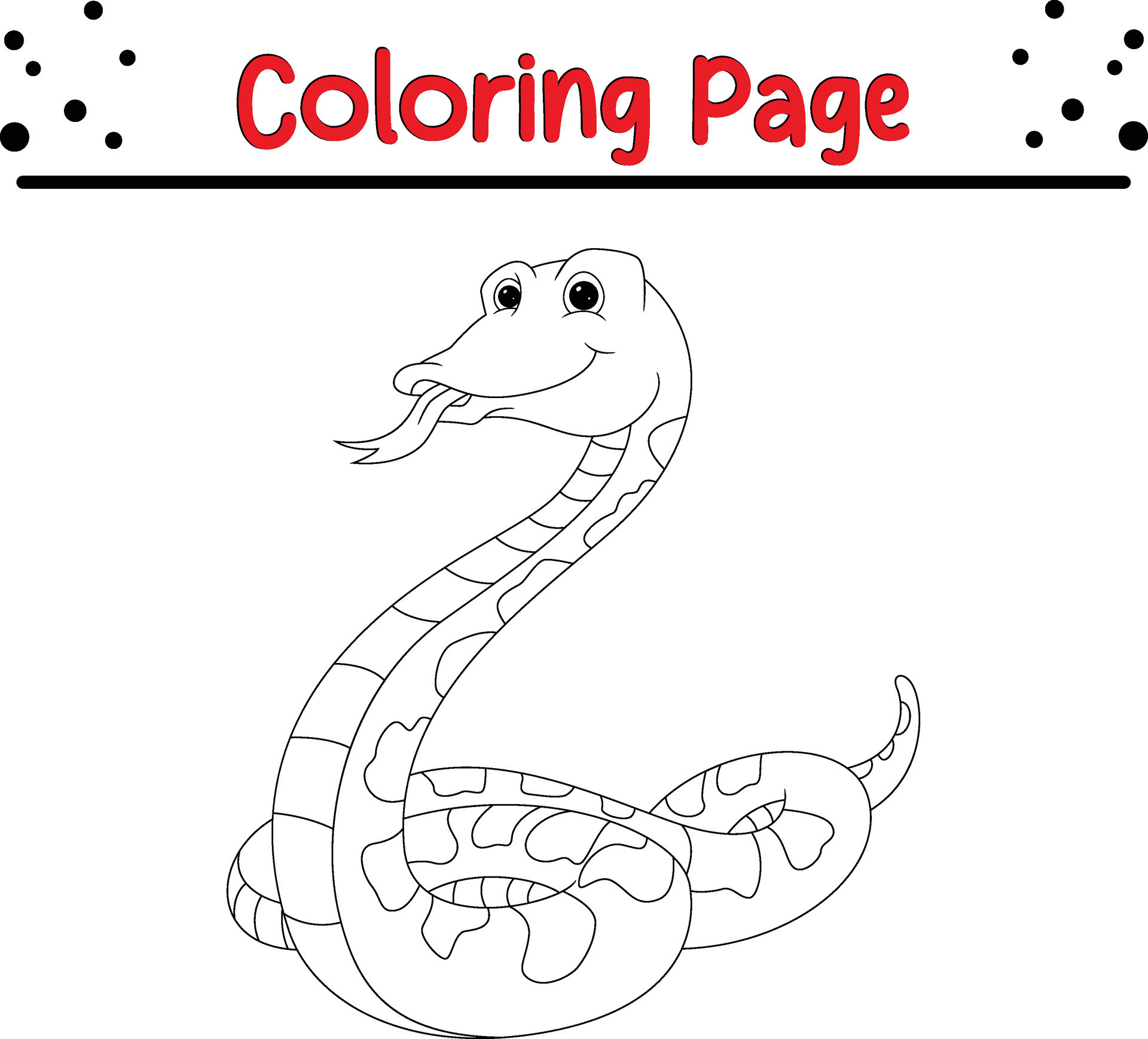 cute snake coloring book page for adults and kids 44299452 Vector Art ...