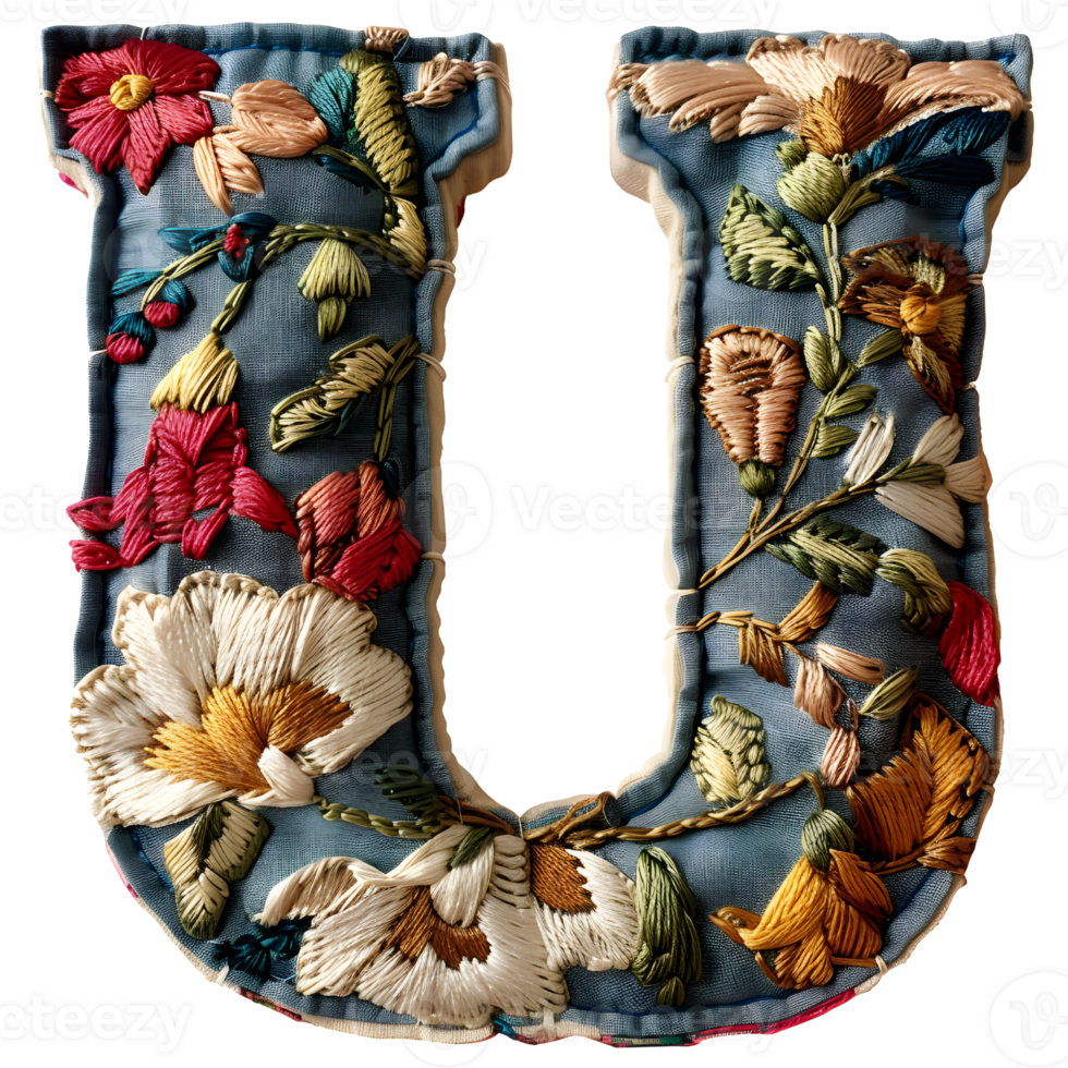 Embroidered Letter U DIY Project 44308654 PNG