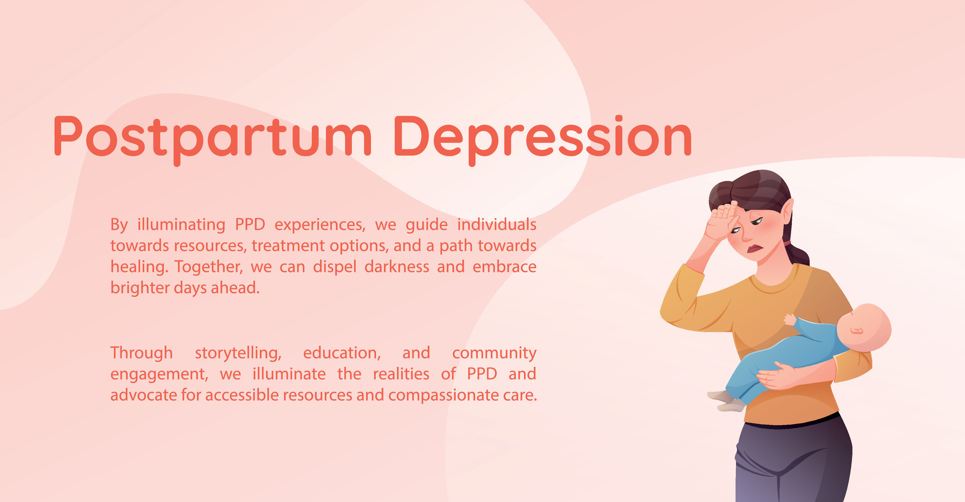 brochure with information about Support for Postpartum Depression. Banner Template Design for ...