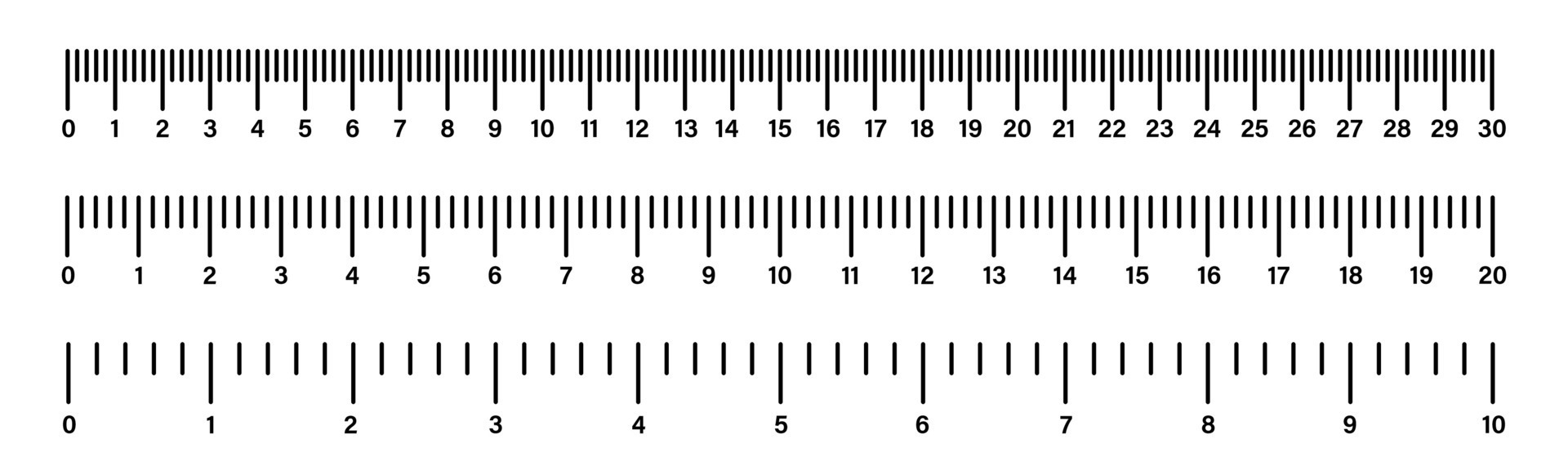 Ruler scale. Measuring tool. Size indicator units. Ruler scale measure ...