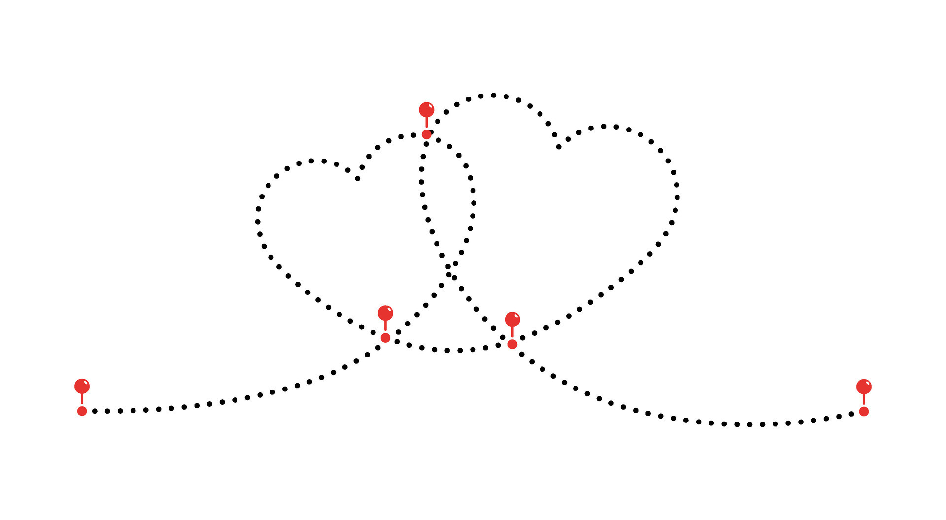 Dotted Line Path With Location Map Pins Line Path With Pointers