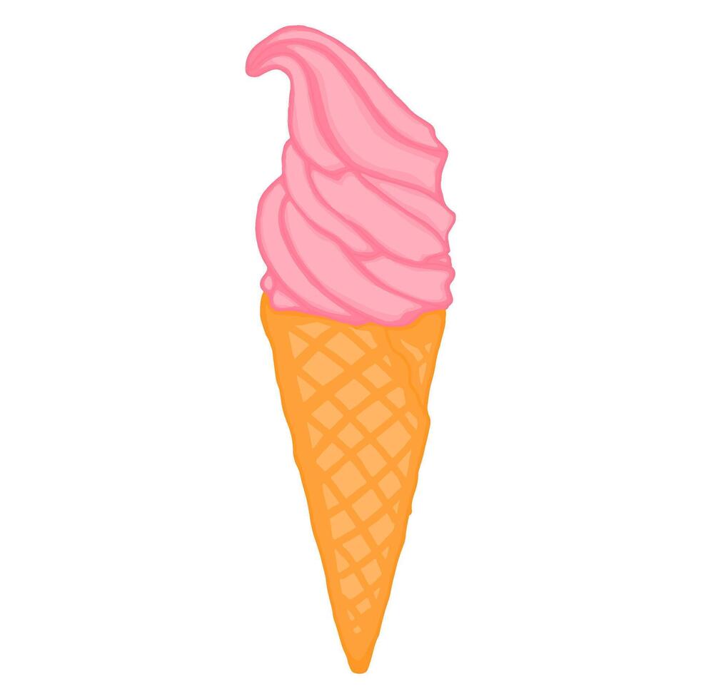 Strawberry Ice Cream Cone 44312245 Vector Art At Vecteezy