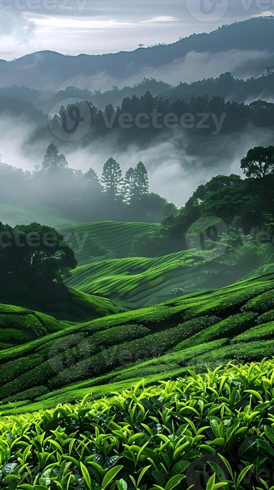 Fog Blanketing Green Hillside. Generative by AI 44315111 Stock Photo at ... Fog Blanketing Green Hillside. Generative by AI 44315111 Stock Photo at ...