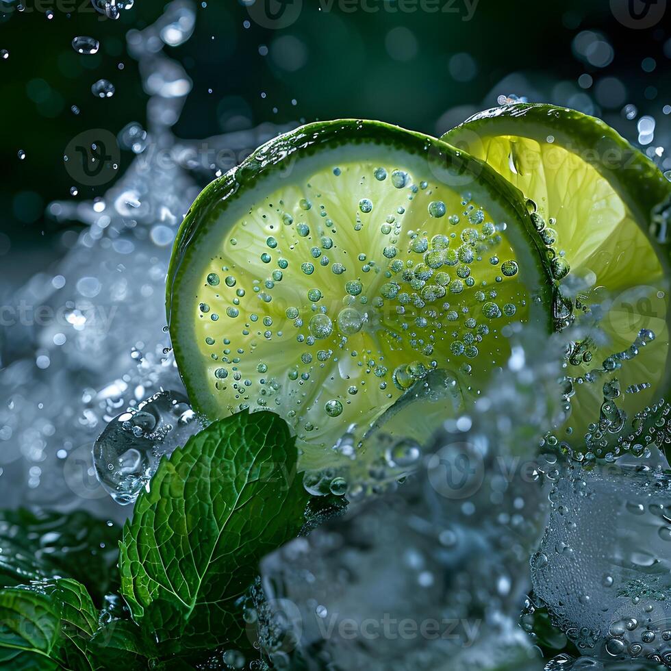 Lime Mint Drink With Splashing Water. Generative by AI 44315122 Stock Photo at Vecteezy