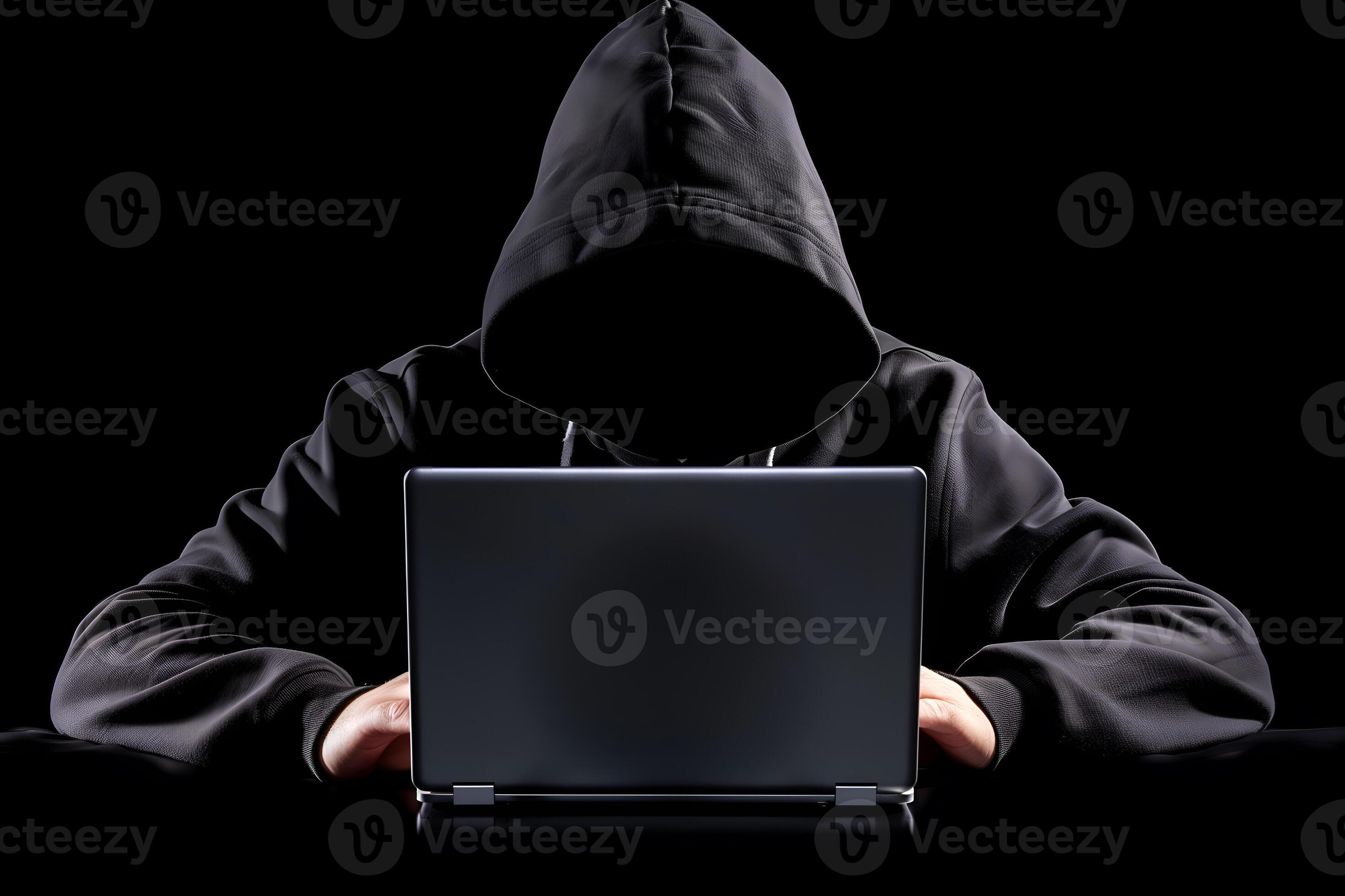 Anonymous Hacker Typing Computer Laptop Cybercrime Cyberattack Dark