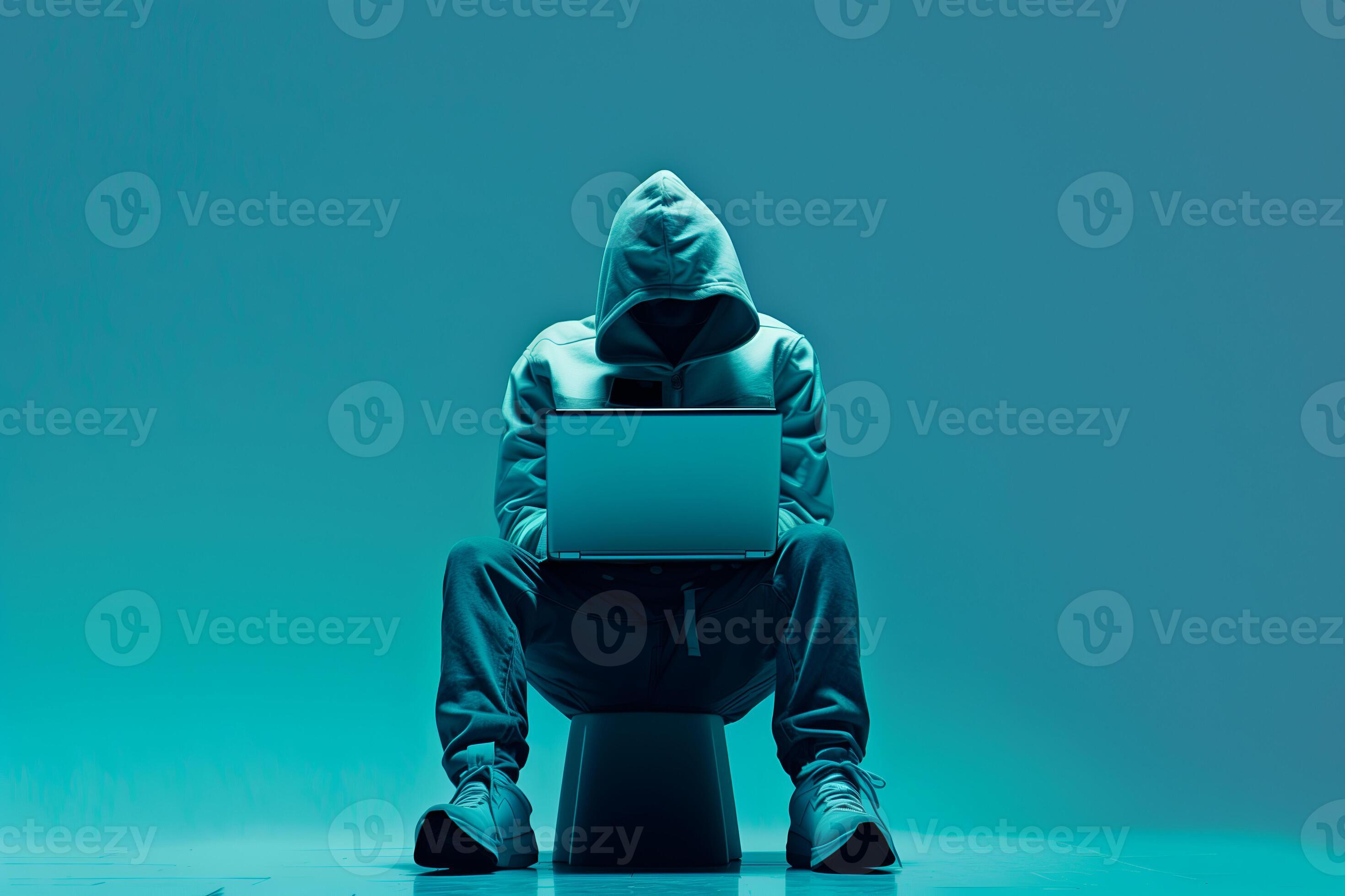 Fashionable Anonymous Hacker Typing Computer Laptop Cybercrime