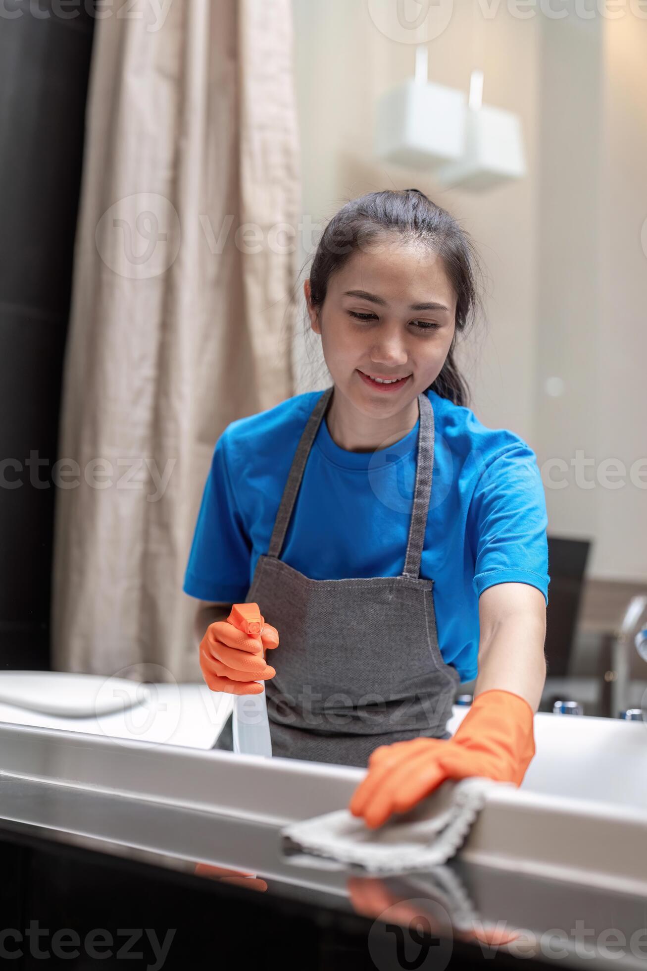 Professional cleaning service company employee in rubber gloves ... Professional cleaning service company employee in rubber gloves ...