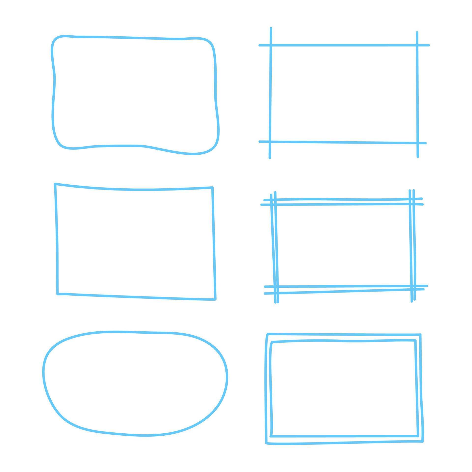 Line border for text. Hand drawn rectangle frames. Doodle design ...