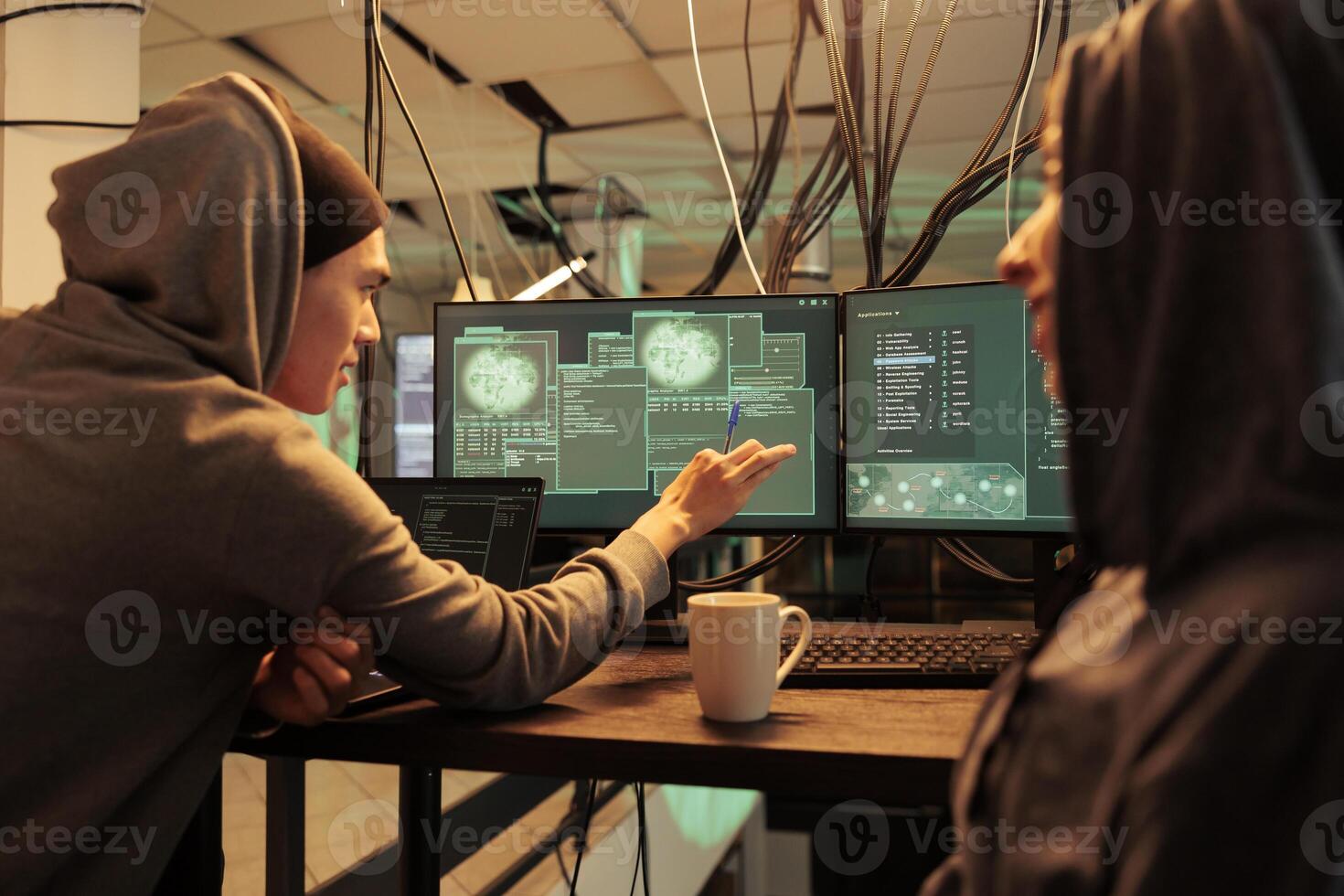 Cybercrime Criminals Hacking Server Stealing Analytics Data Developers Programming Illegal