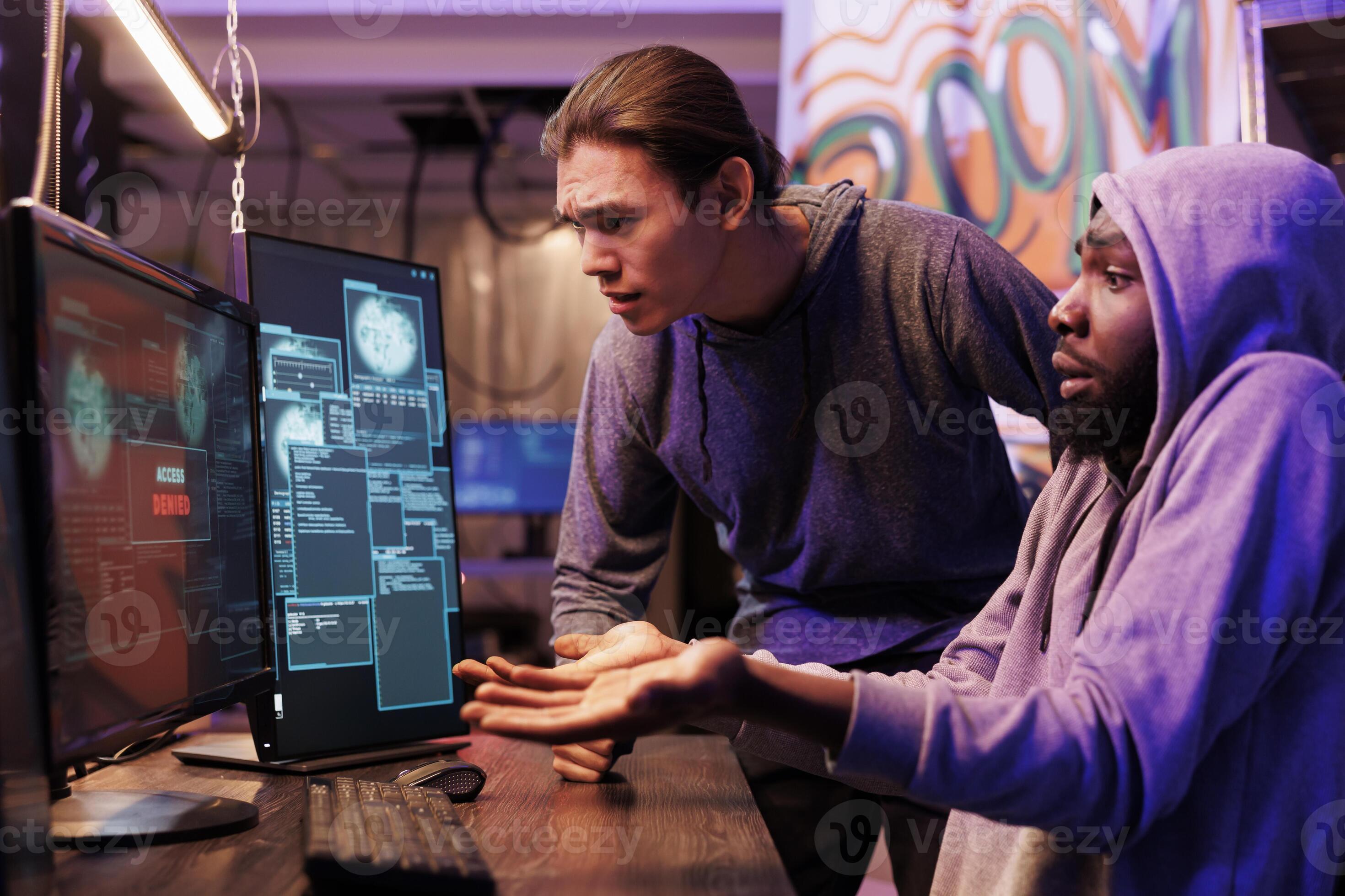 Disappointed hackers failing to break into server while looking at ... Disappointed hackers failing to break into server while looking at ...