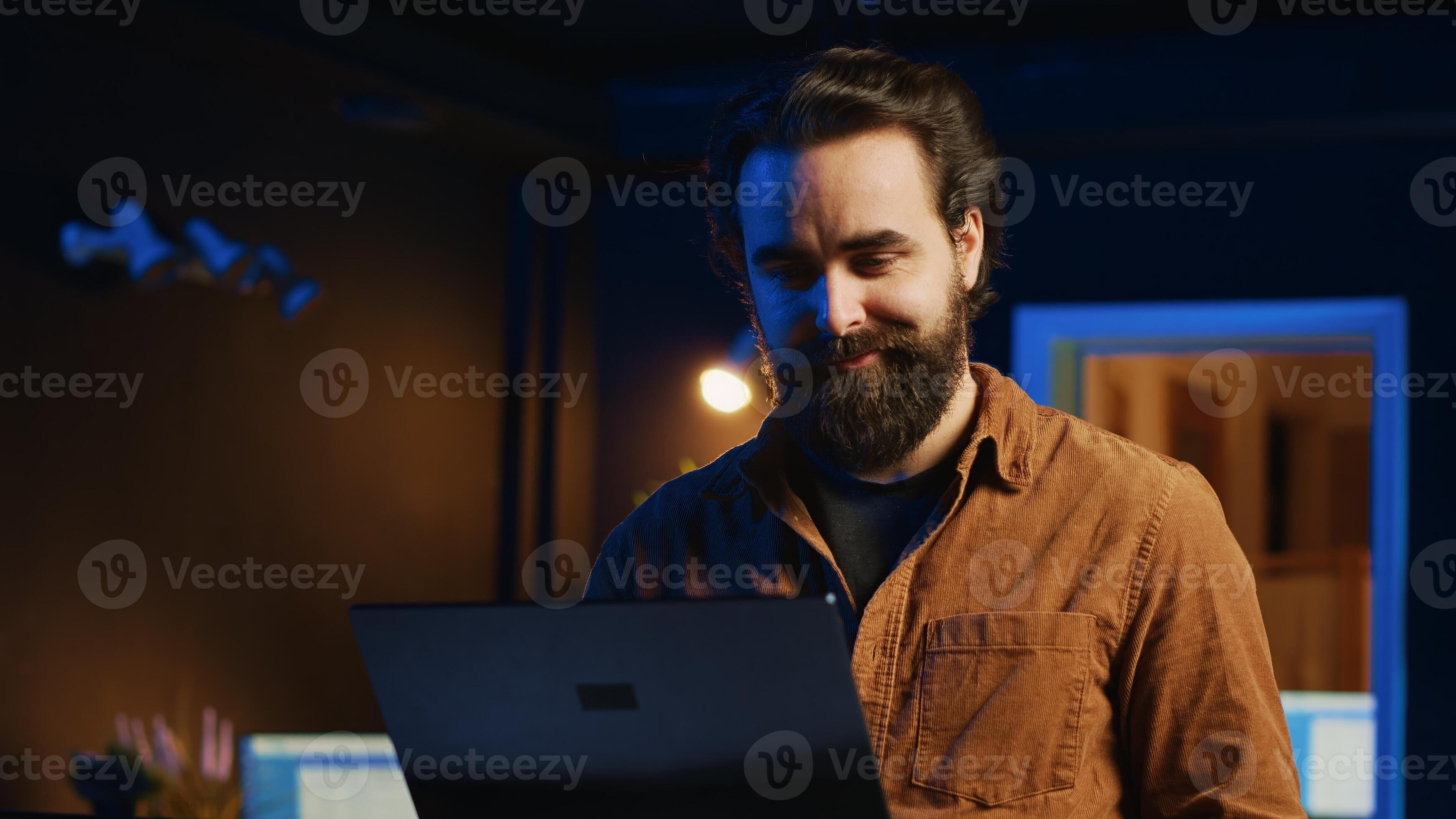 Focused Computer Scientist Writing Complex Binary Code Scripts On Laptop Terminal Remote It