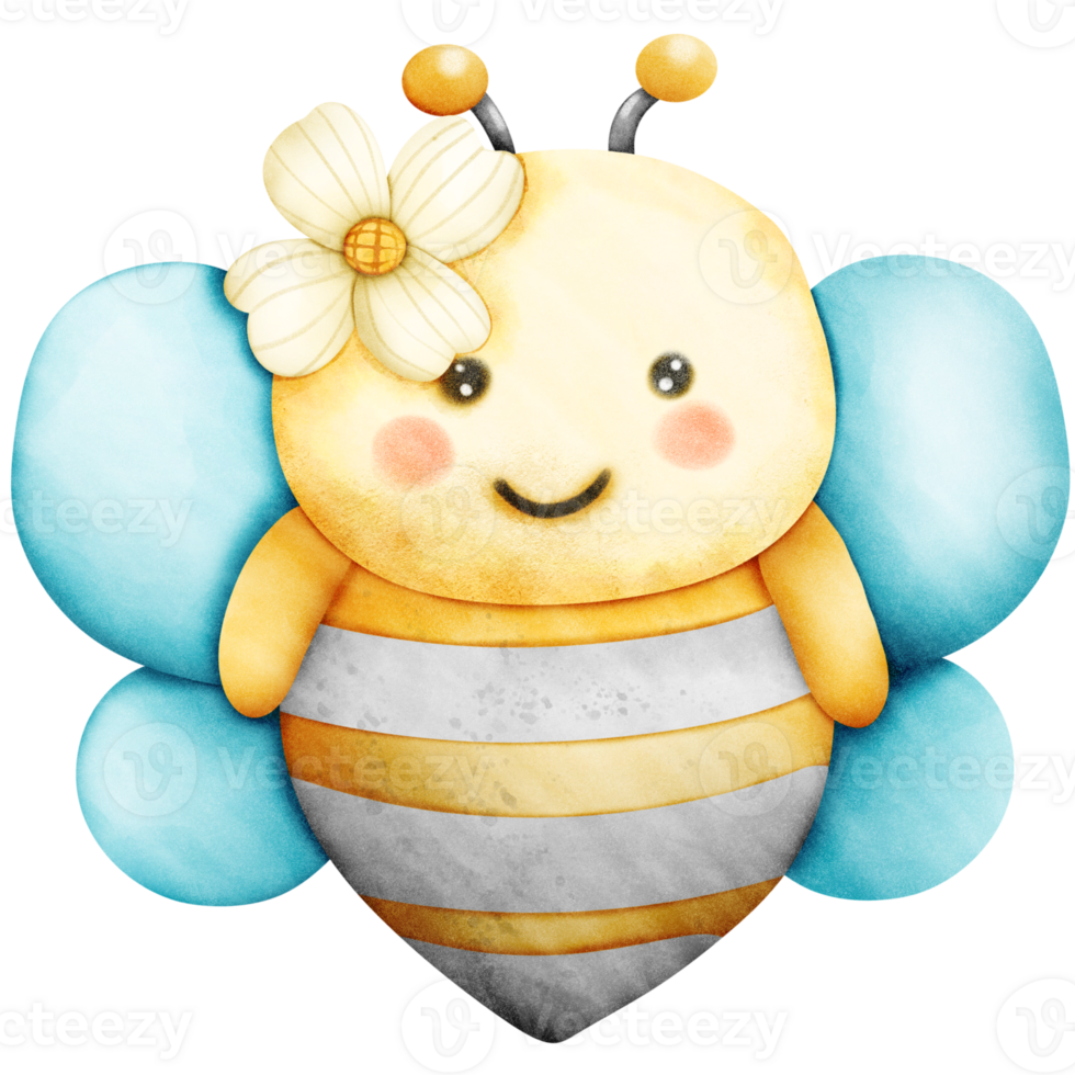 Cute bee poses watercolor illustration 44427052 PNG