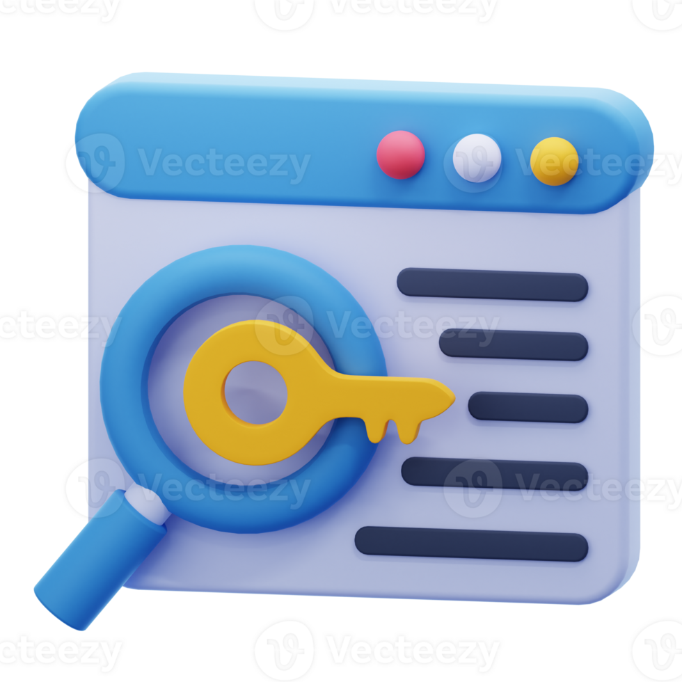 Keyword research 3d illustration 44428284 PNG