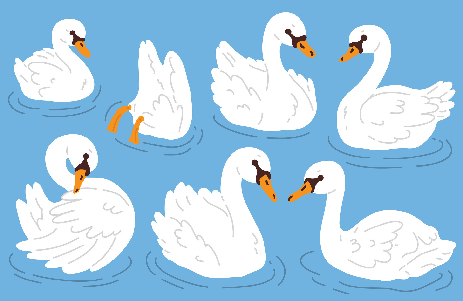 set of cartoon swans 44444748 Vector Art at Vecteezy