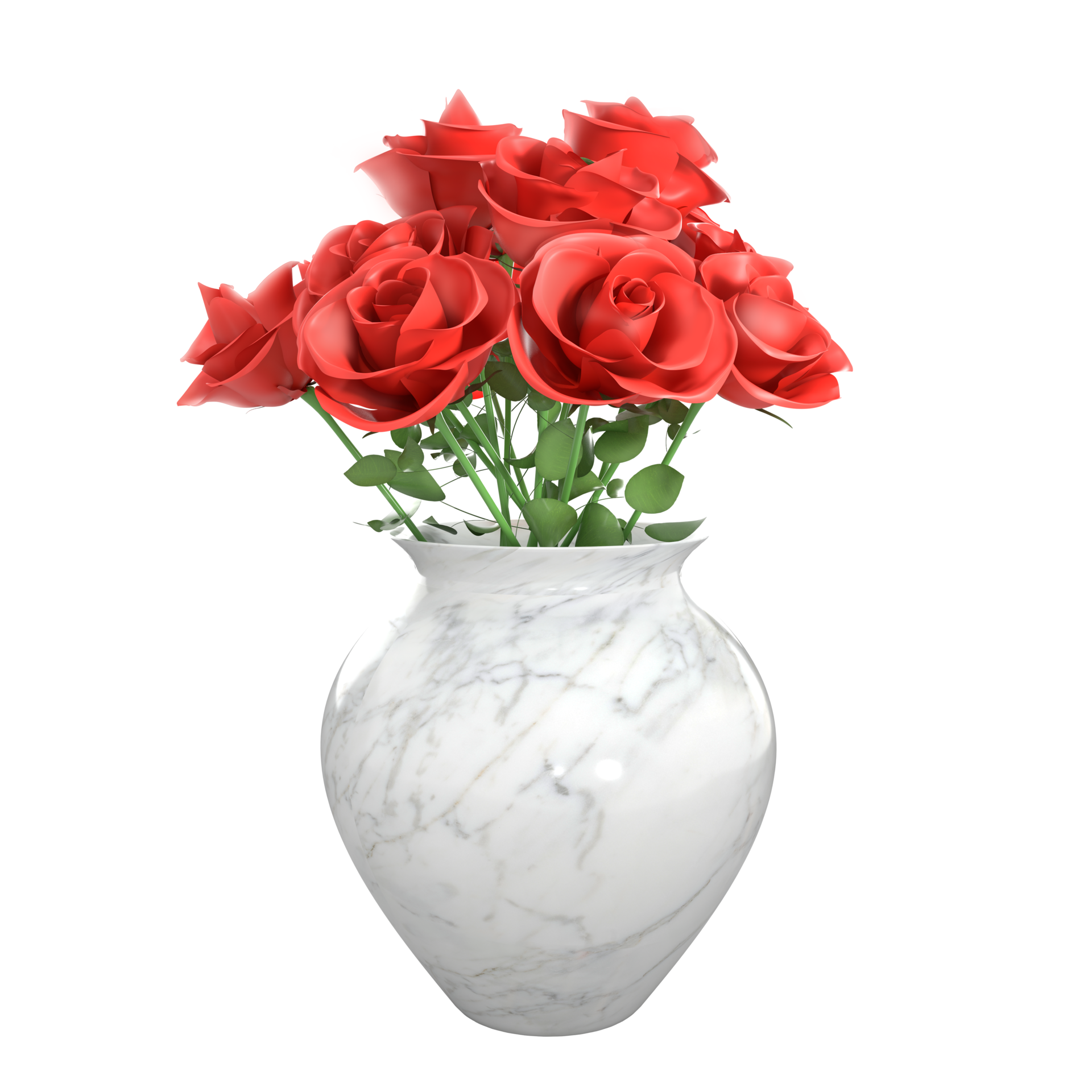 3d Rendering Red Roses Vase Flowers 44449571 Png