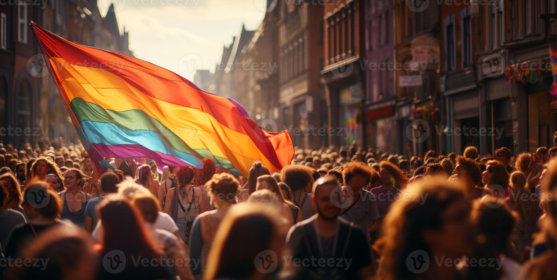 AI generated LGBT parade with colorful flags Generative AI 44521245 ...