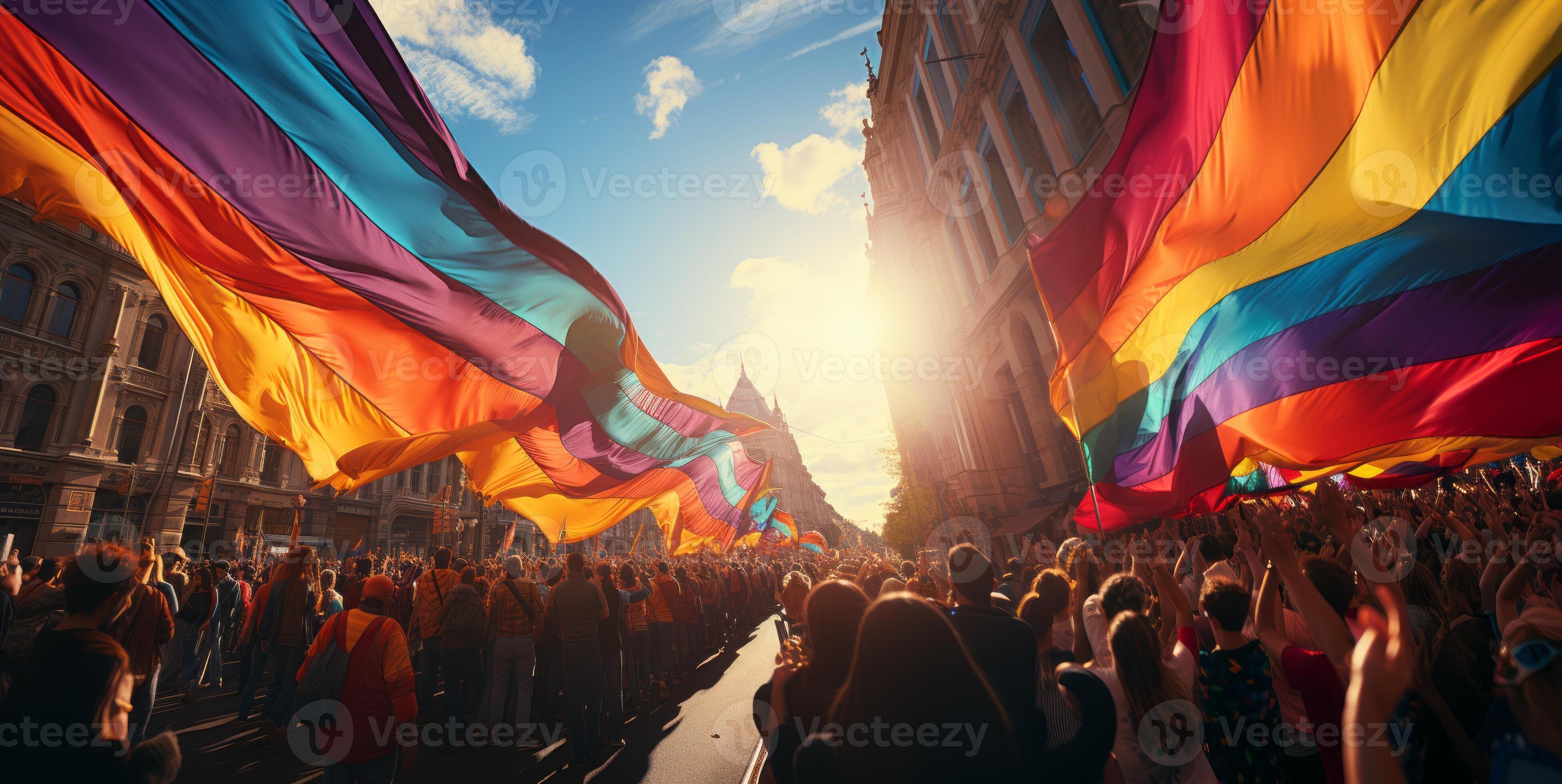 AI generated LGBT parade with colorful flags Generative AI 44521253 ...