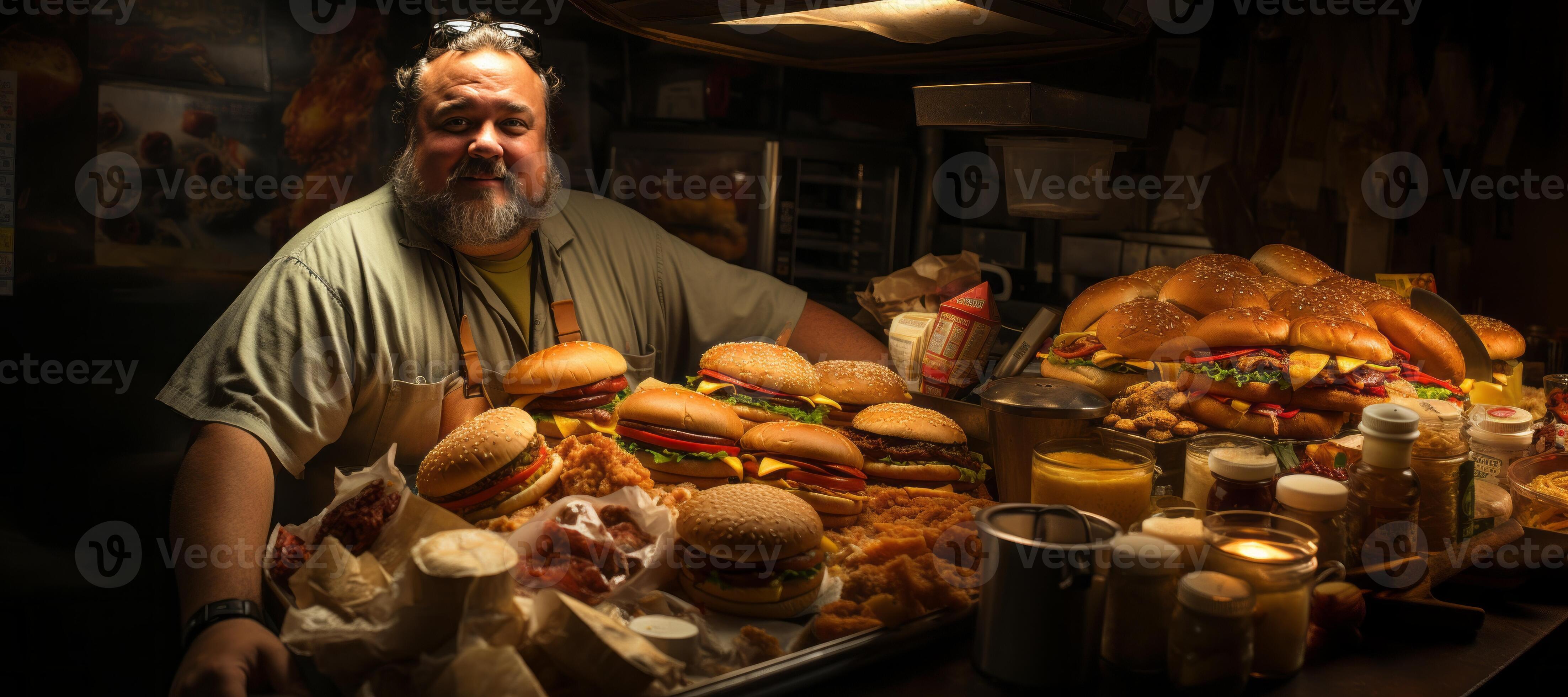 AI generated fat man and fast food Generative AI 44522524 Stock Photo ...