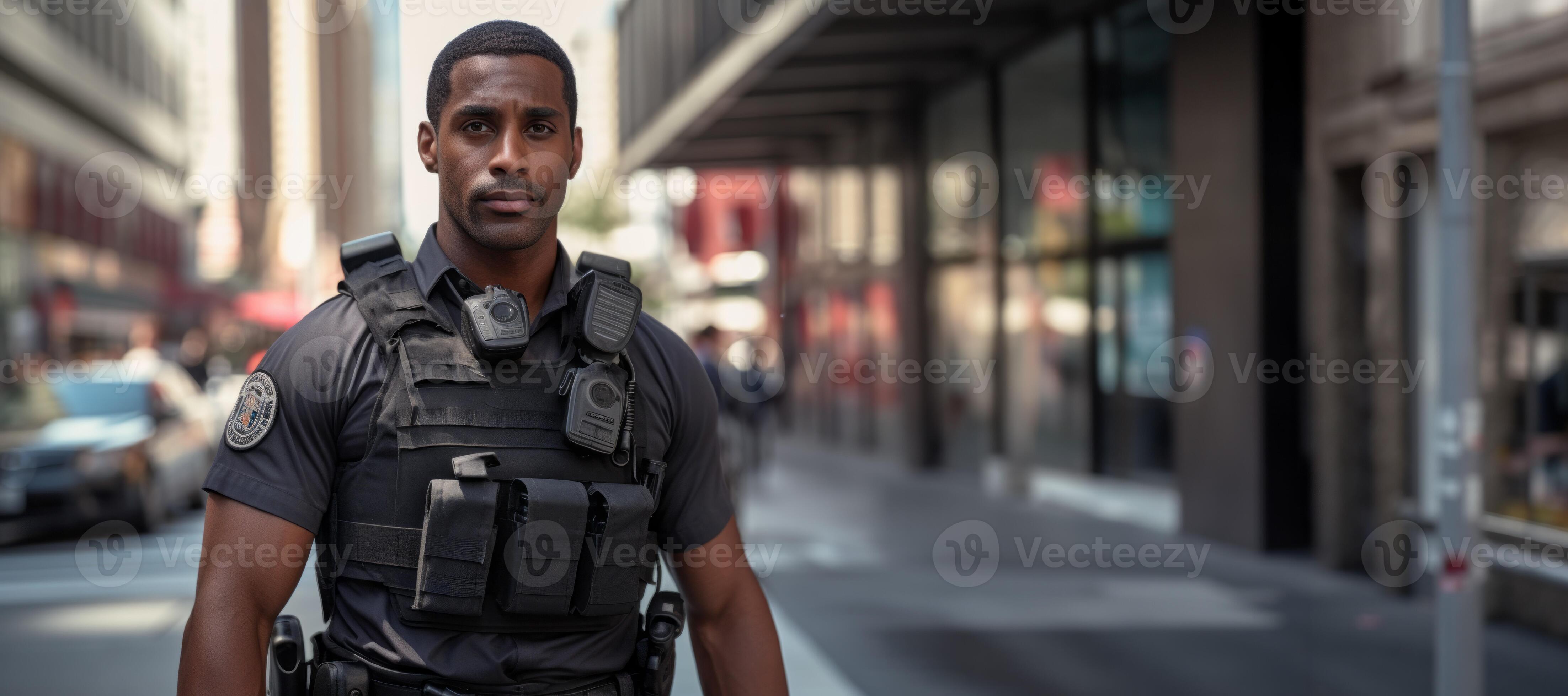 AI generated male police officer on a city street Generative AI 44524951 Stock Photo at Vecteezy