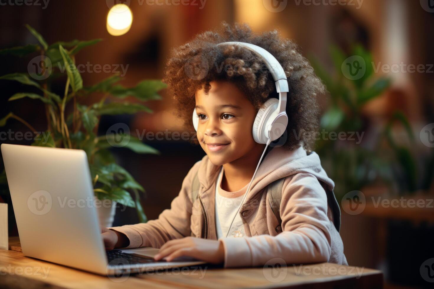 AI generated teenager child doing homework at the computer Generative ...