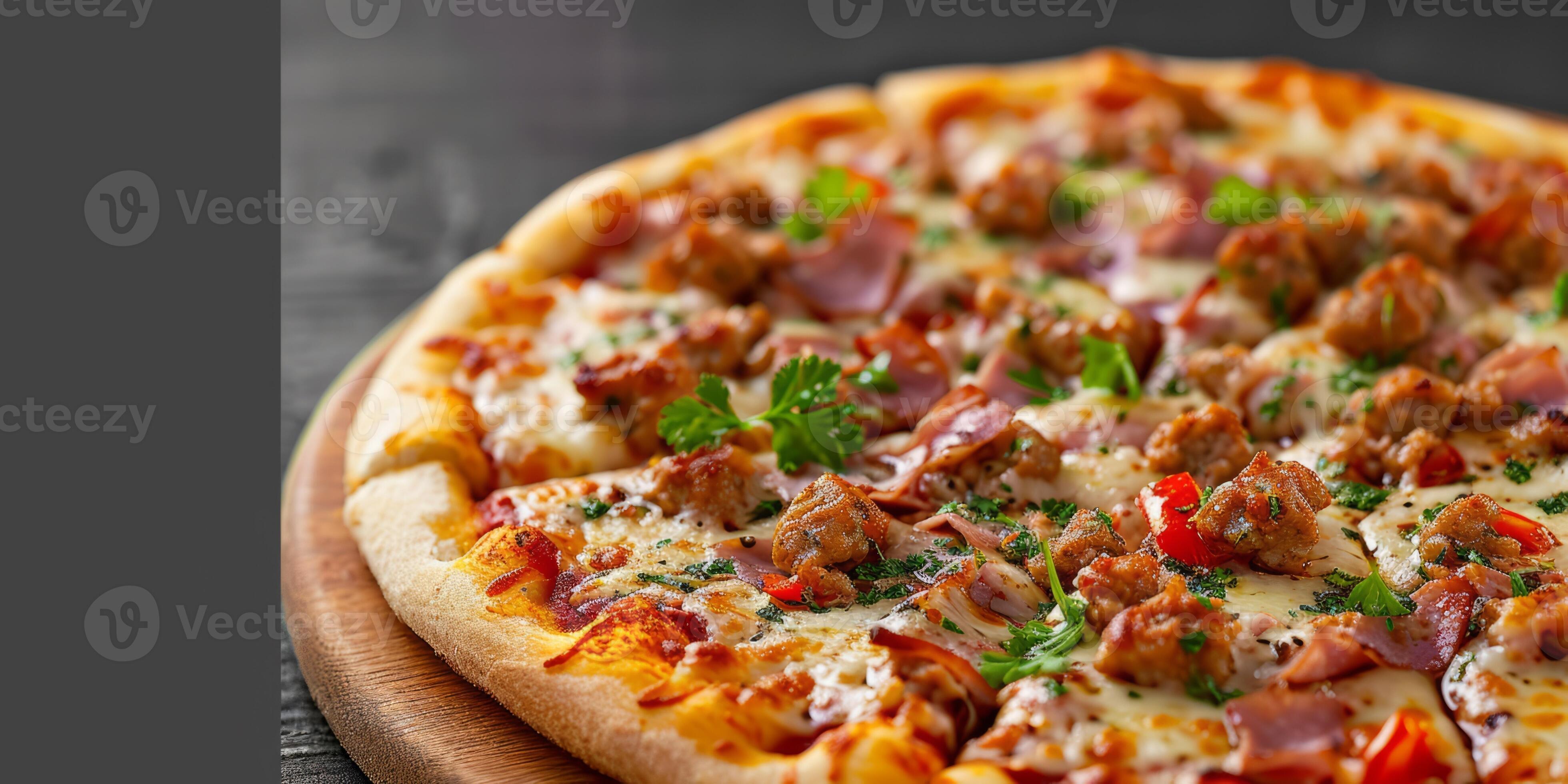 AI generated pizza with meat and cheese and vegetables Generative AI ...