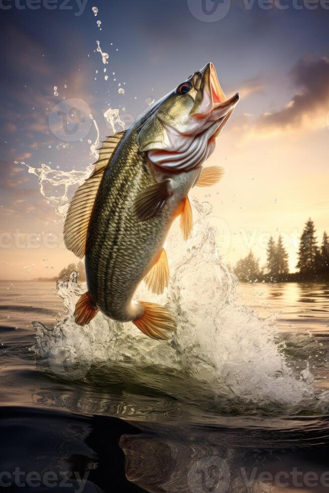 largemouth bass jumping out of the water splashing 44537211 Stock Photo at Vecteezy