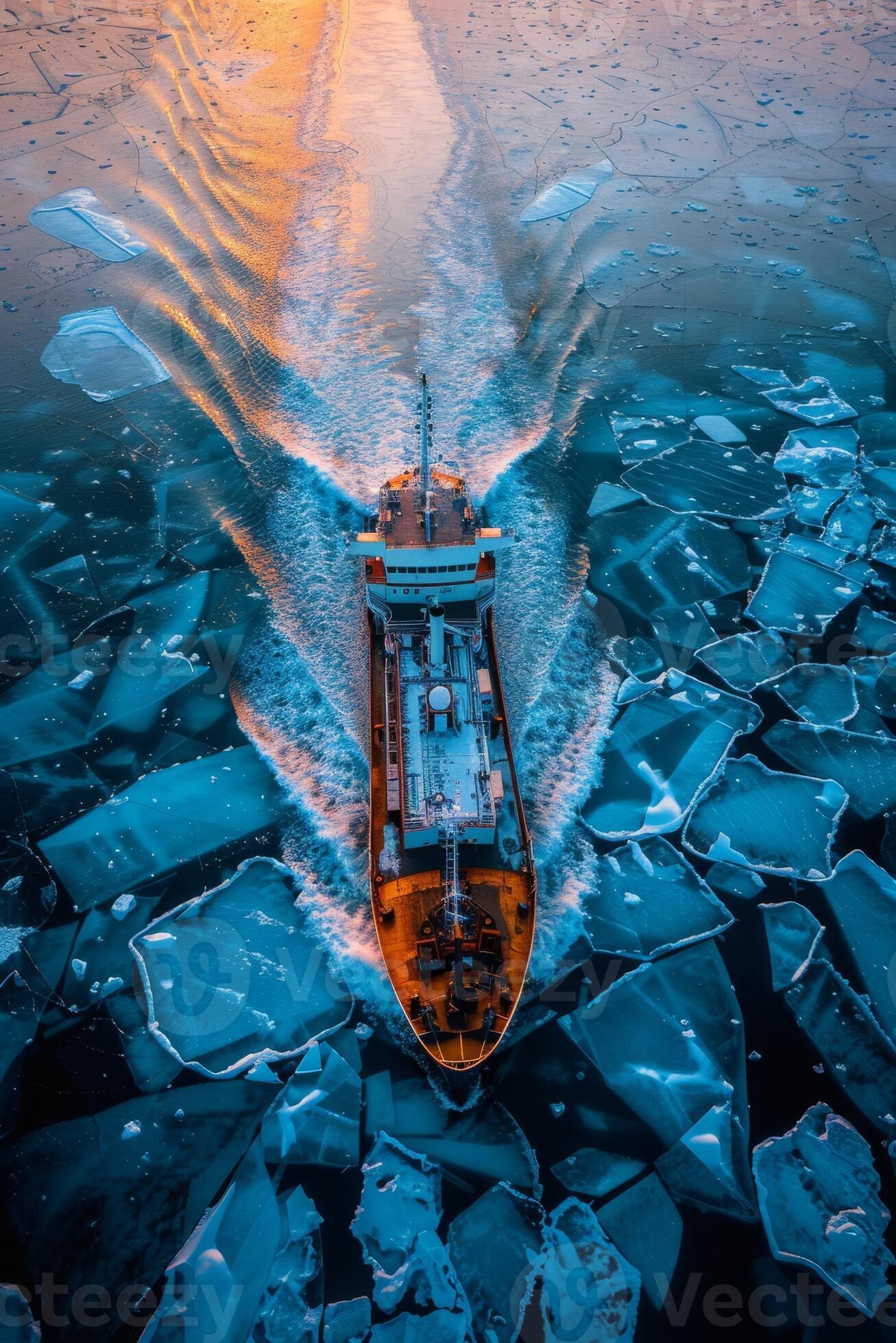 icebreaker sailing through the ice 44562757 Stock Photo at Vecteezy