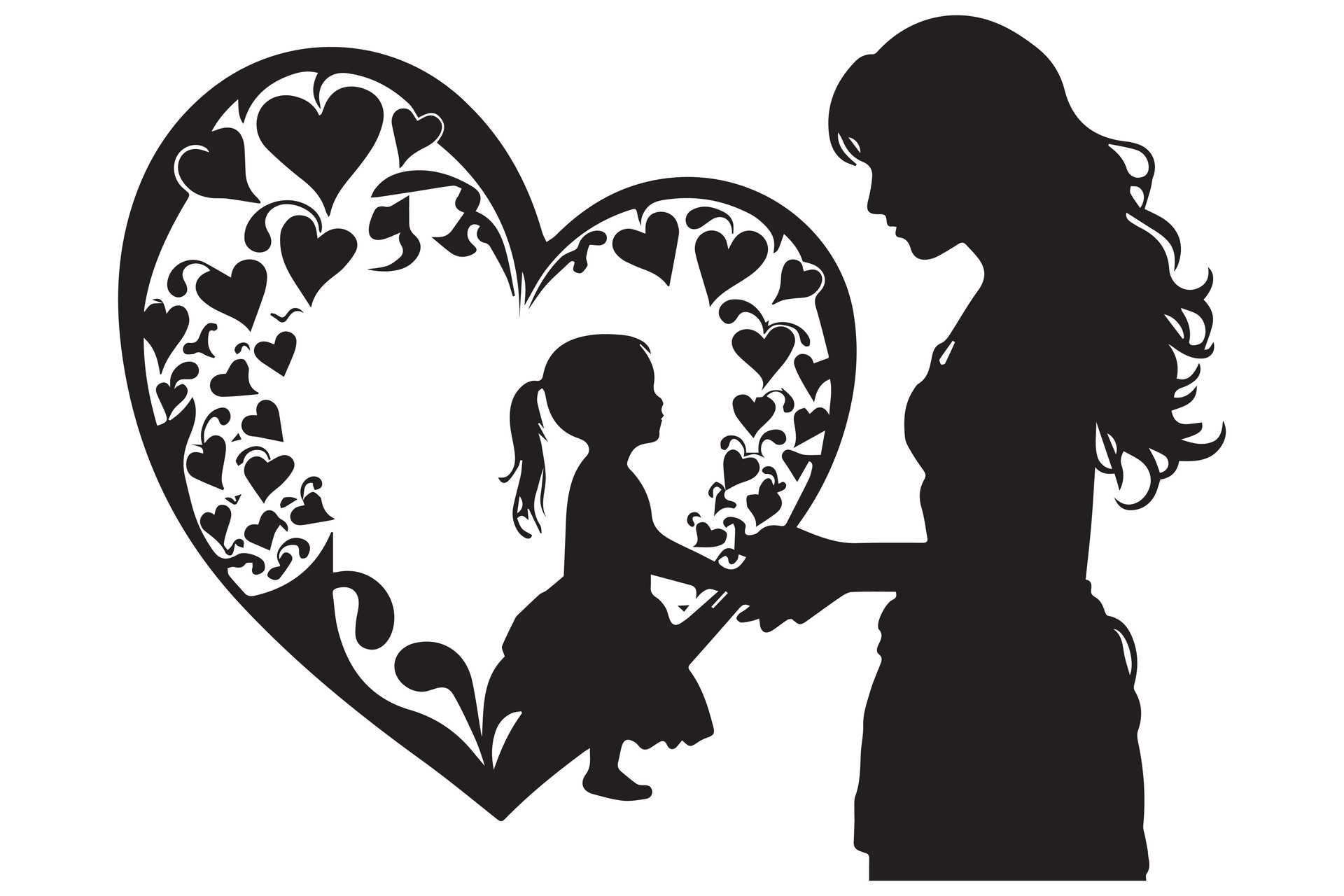Mother with her baby, heart, outline silhouette 44564777 Vector Art at ... Mother with her baby, heart, outline silhouette 44564777 Vector Art at ...