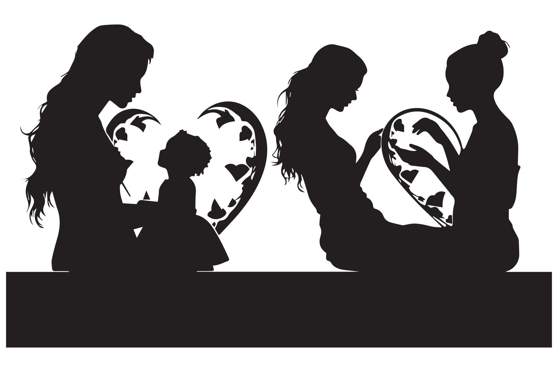 Mother with her baby, heart, outline silhouette 44564973 Vector Art at ... Mother with her baby, heart, outline silhouette 44564973 Vector Art at ...