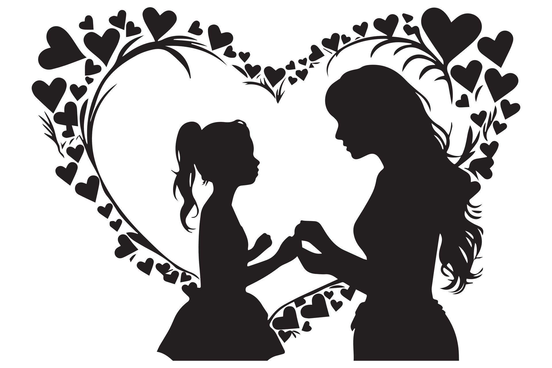 Mother with her baby, heart, outline silhouette 44565011 Vector Art at ... Mother with her baby, heart, outline silhouette 44565011 Vector Art at ...