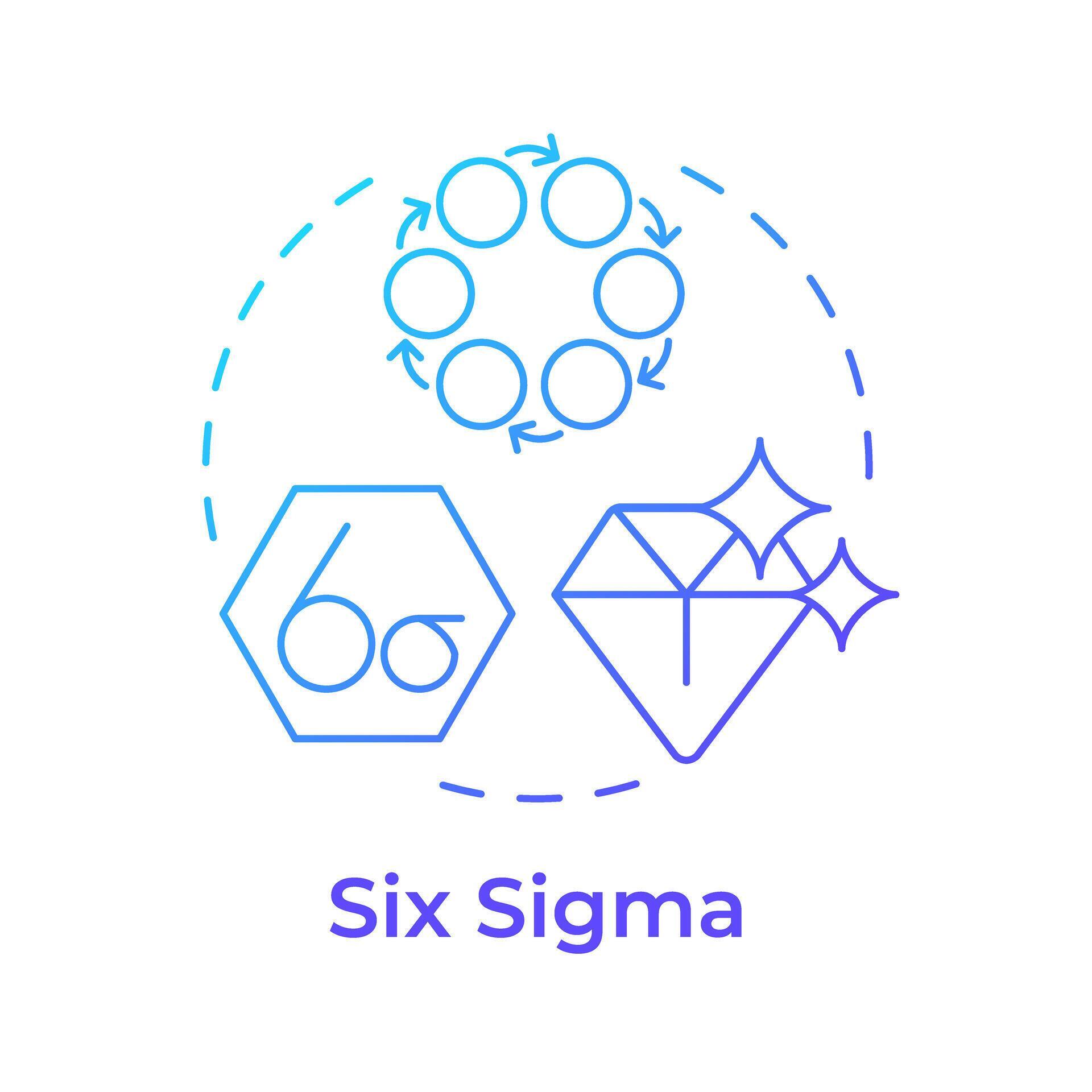 Six sigma methodology blue gradient concept icon. Data driven process. Product quality. Round ...