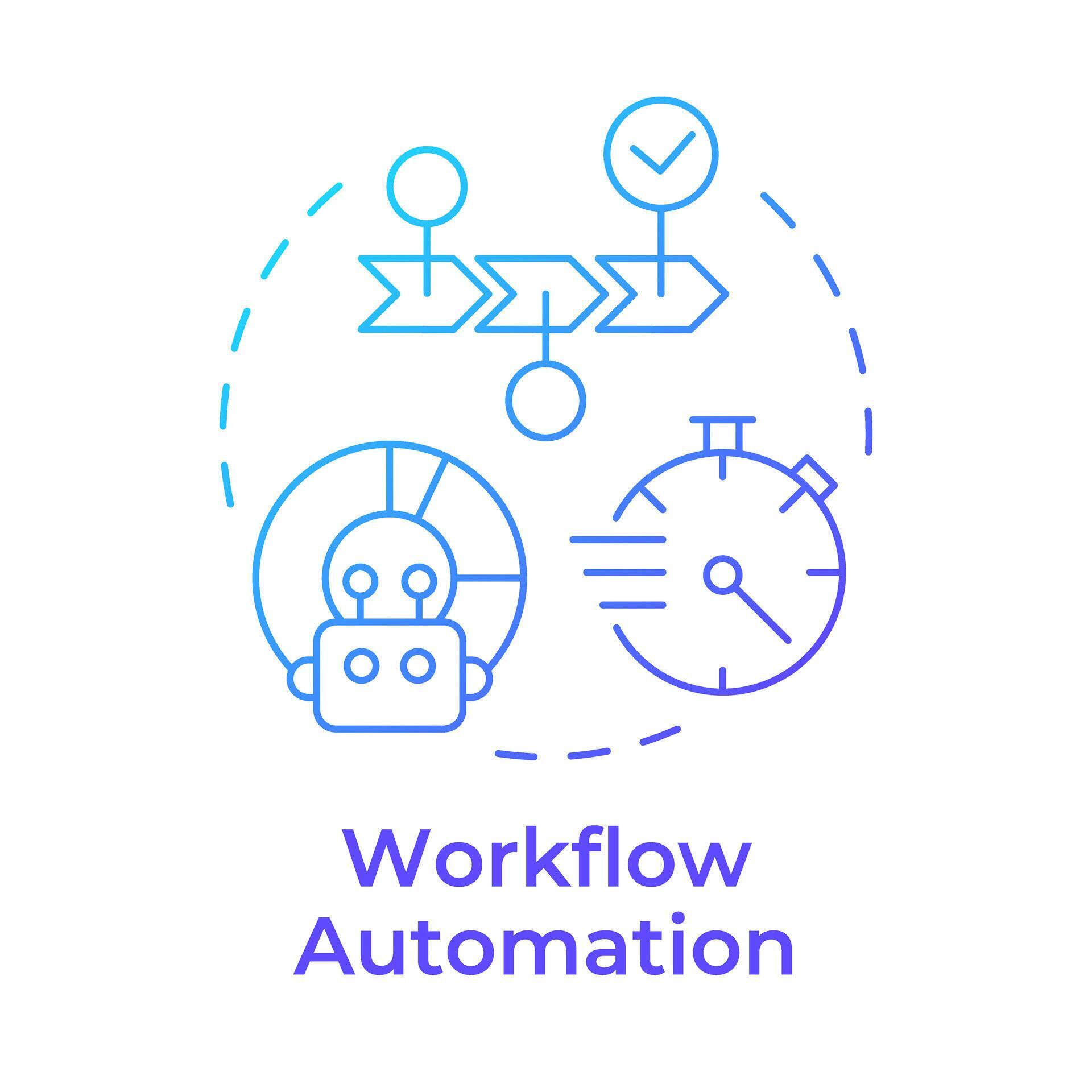 Workflow automation blue gradient concept icon. Artificial intelligence ...