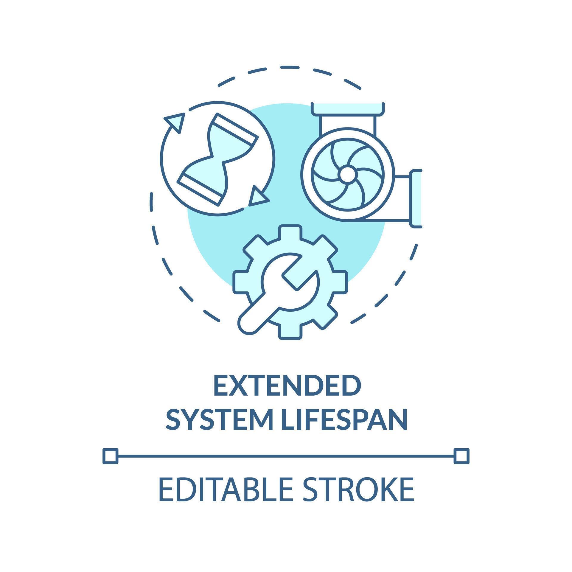 Extended system lifespan soft blue concept icon. HVAC system care. Preventive maintenance. Round ...