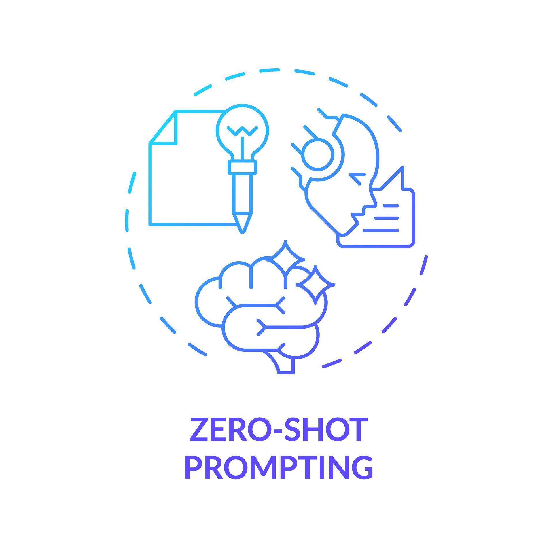Zero shot prompting blue gradient concept icon. Prompt engineering. Provide with no examples ...