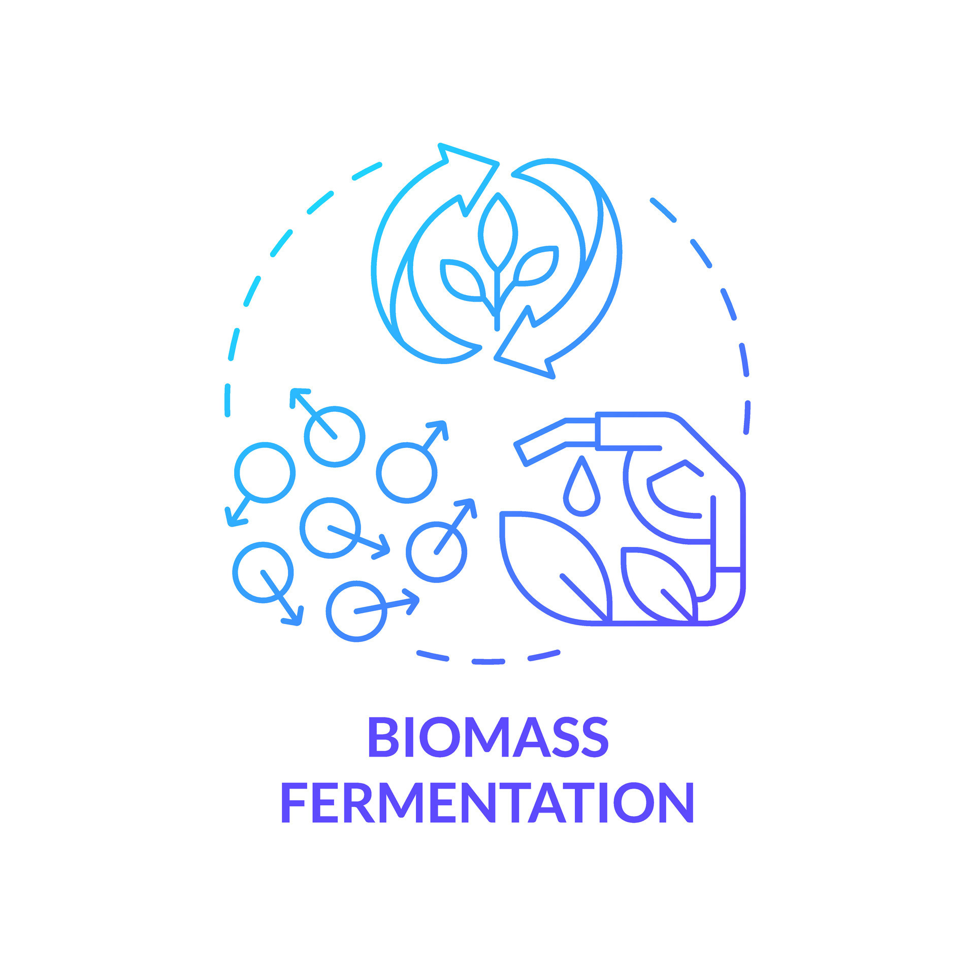 biomasa fermentación azul degradado concepto icono. biotecnológico proceso, alternativa ...