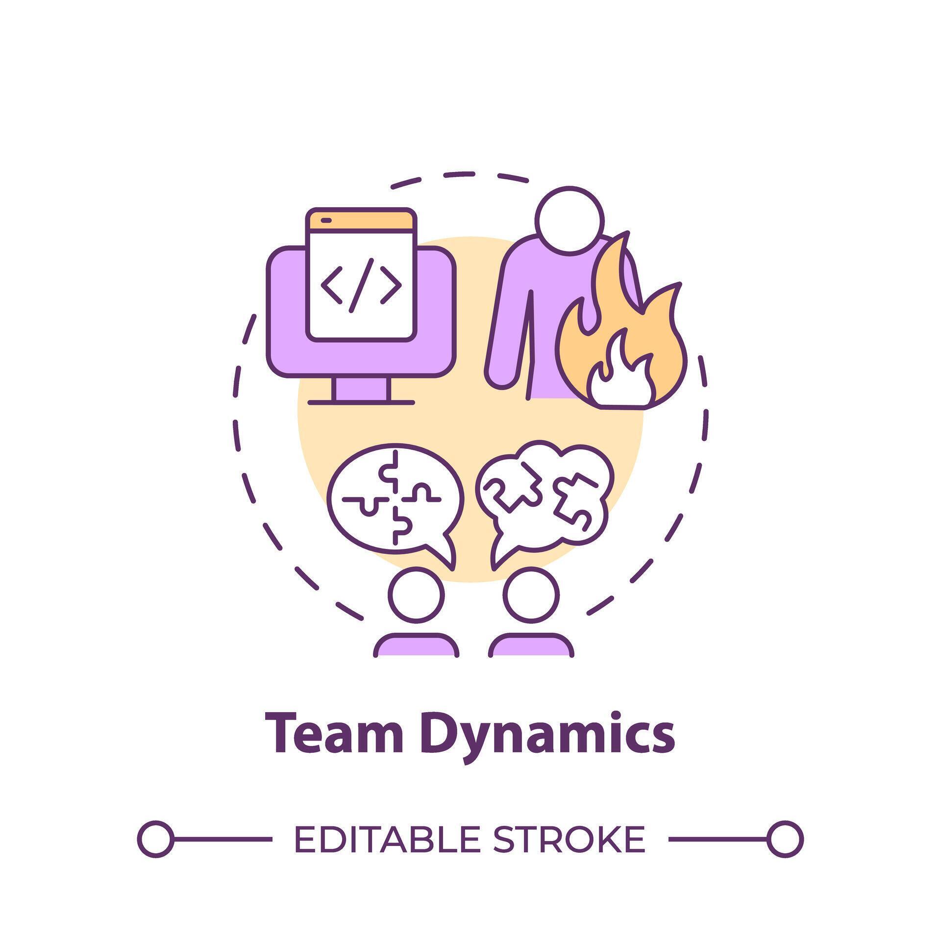 Team dynamics multi color concept icon. Hackathon challenge. Conflict ... Team dynamics multi color concept icon. Hackathon challenge. Conflict ...