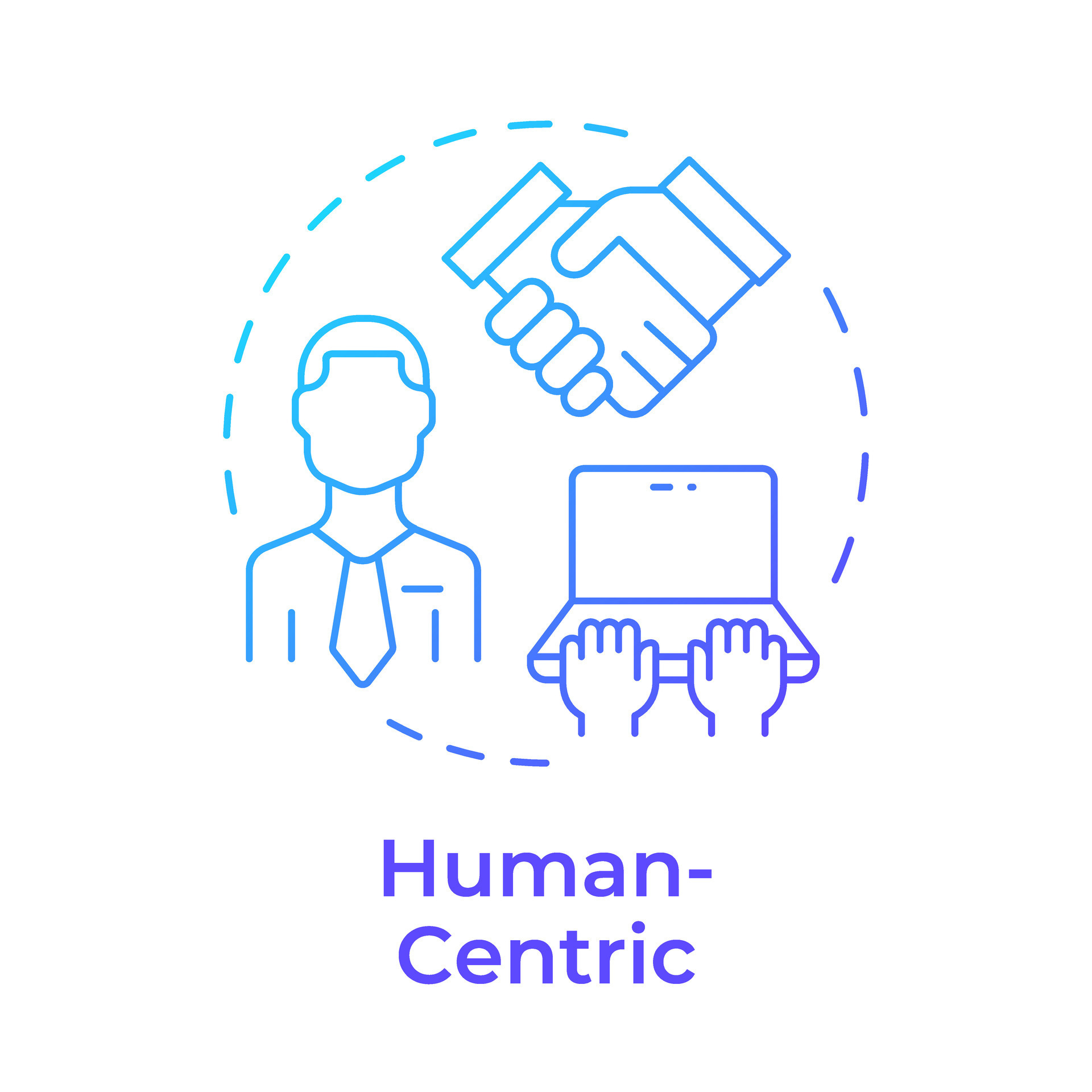 Human-centric blue gradient concept icon. Business process management. Workflow efficiency ...