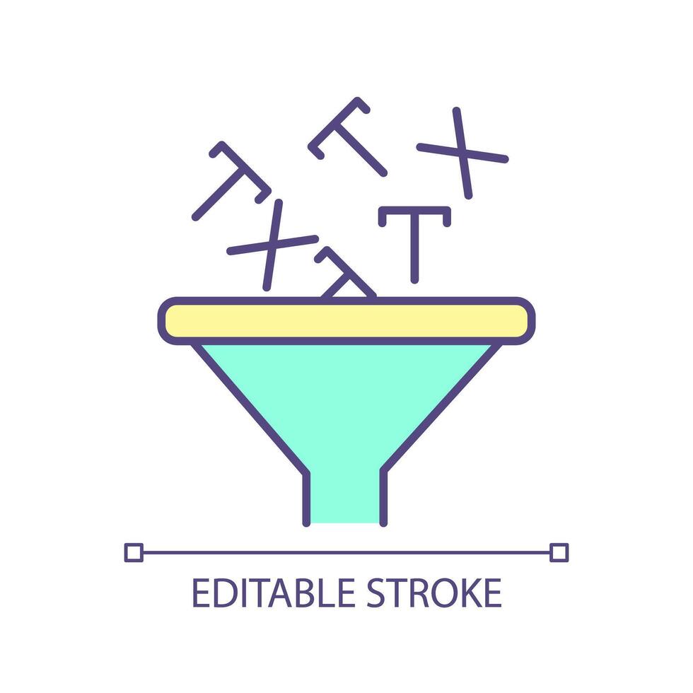 Text filtering RGB color icon. Artificial intelligence. Data processing ...