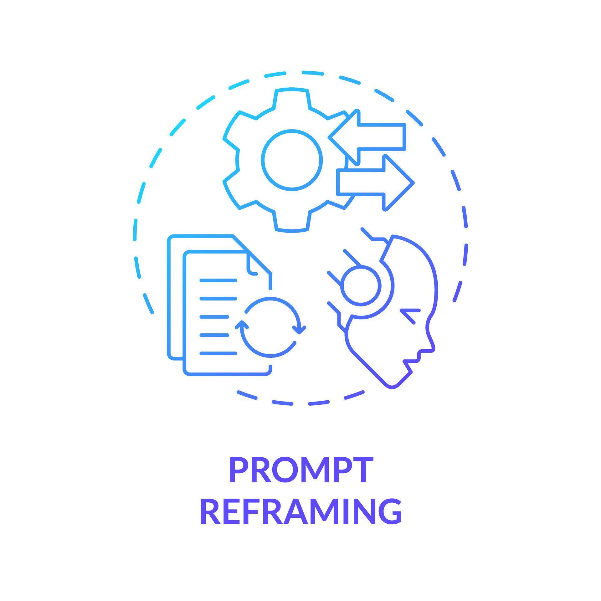 Prompt reframing blue gradient concept icon. Prompt engineering ...