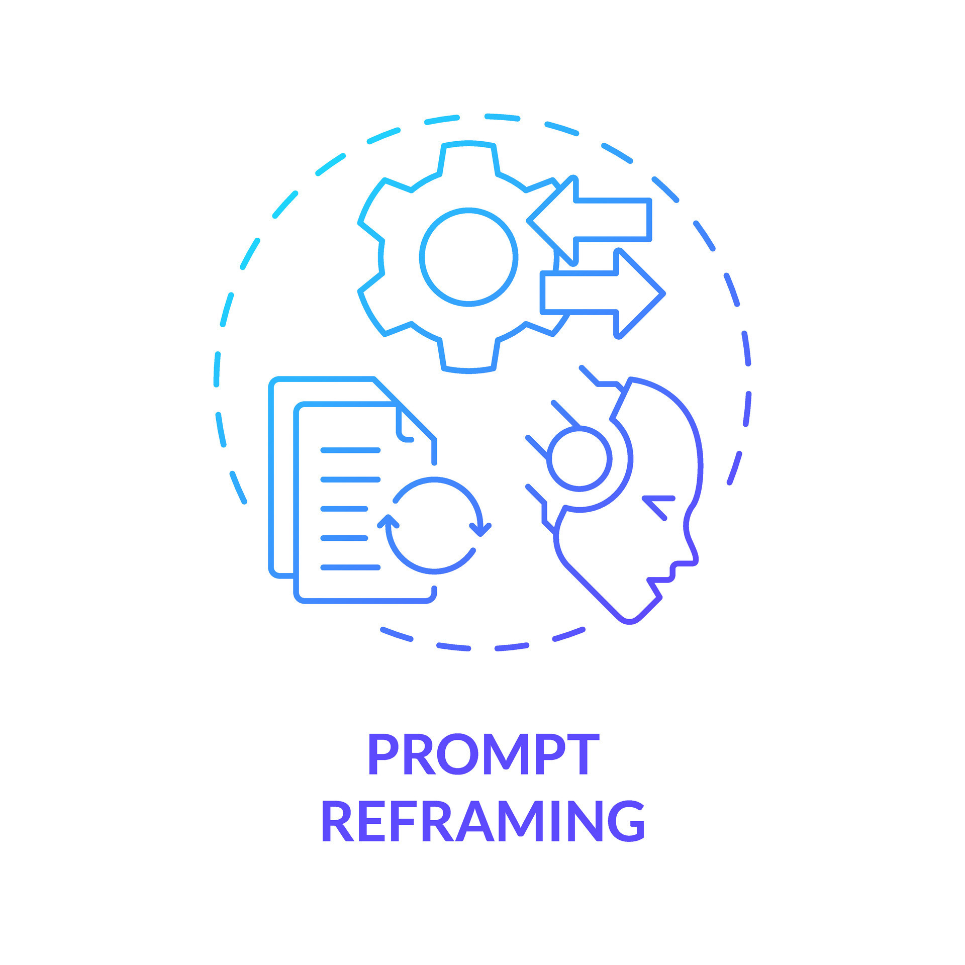 Prompt reframing blue gradient concept icon. Prompt engineering ...